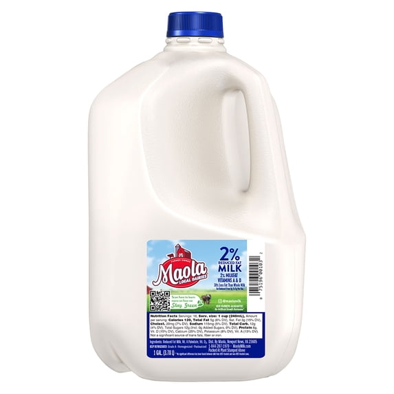 Maola 2% Reduced Fat Milk, 1 Gallon, 128 oz - Walmart.com