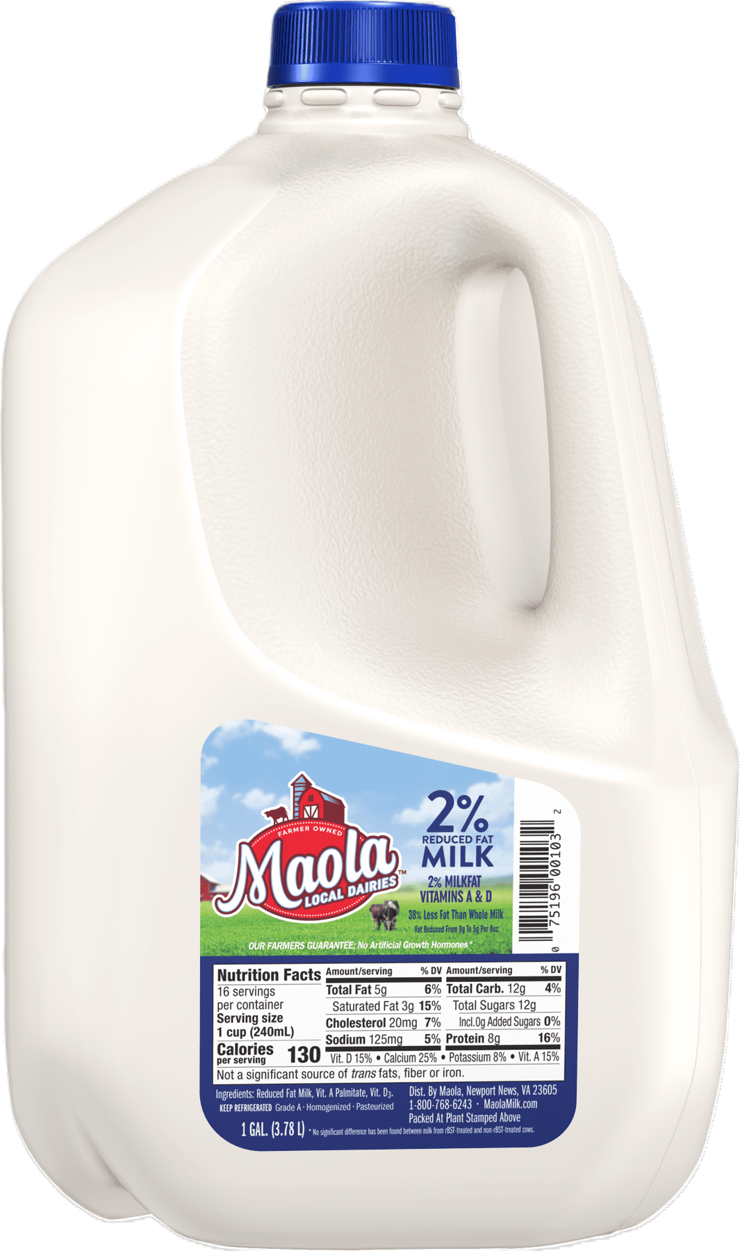 Maola 2% Reduced Fat Milk, 1 Gallon, 128 oz - Walmart.com