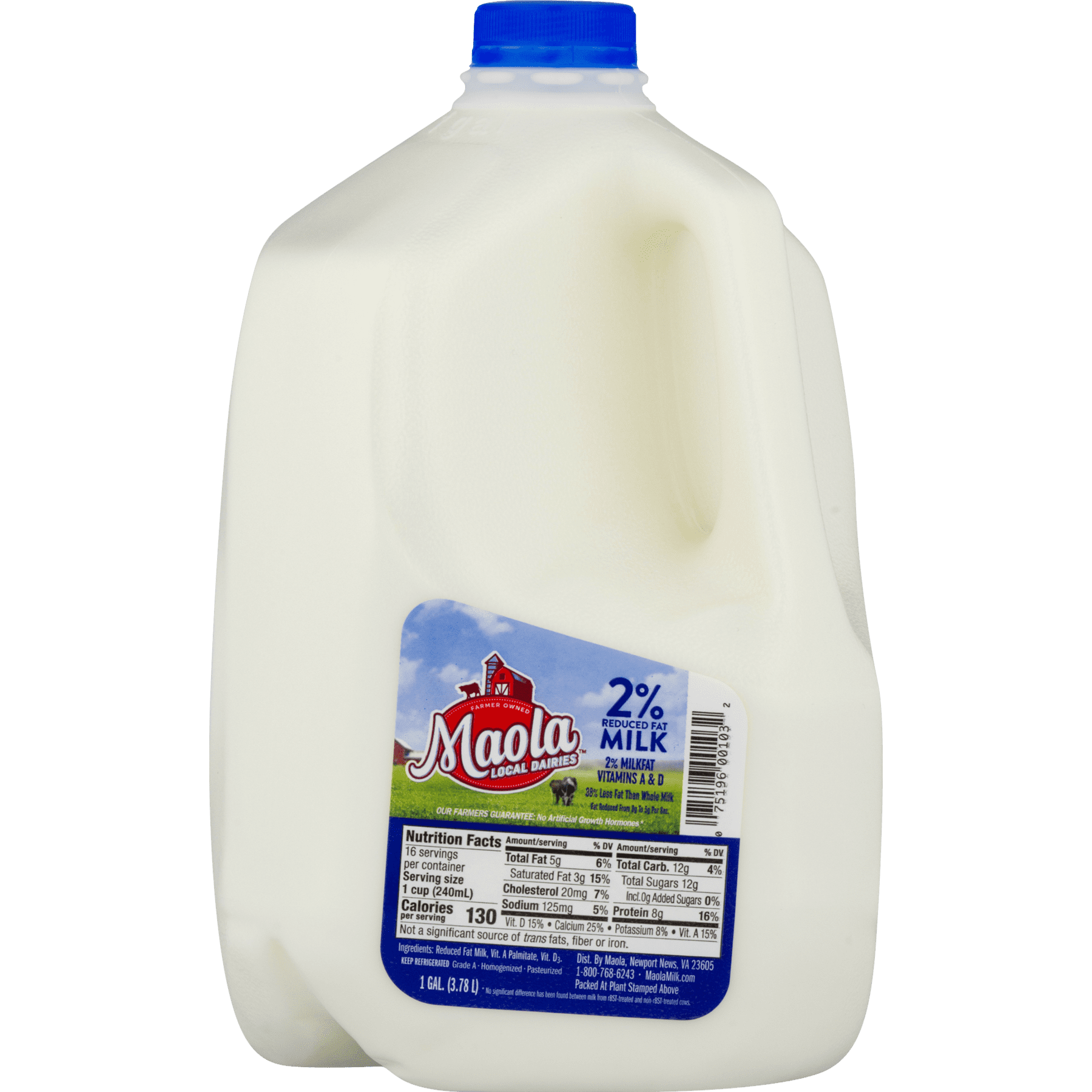 Maola 2% Reduced Fat Milk, 1 Gallon, 128 oz - Walmart.com