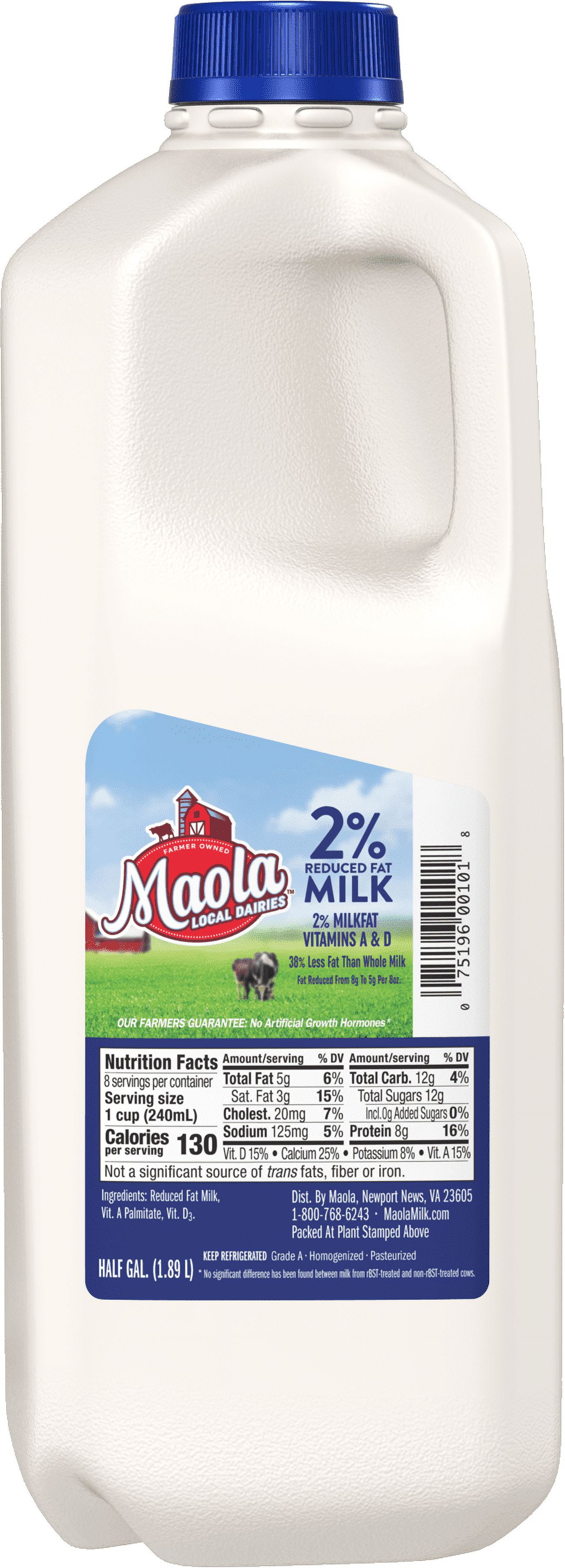 Maola 2% Reduced Fat Milk, Half Gallon - Walmart.com
