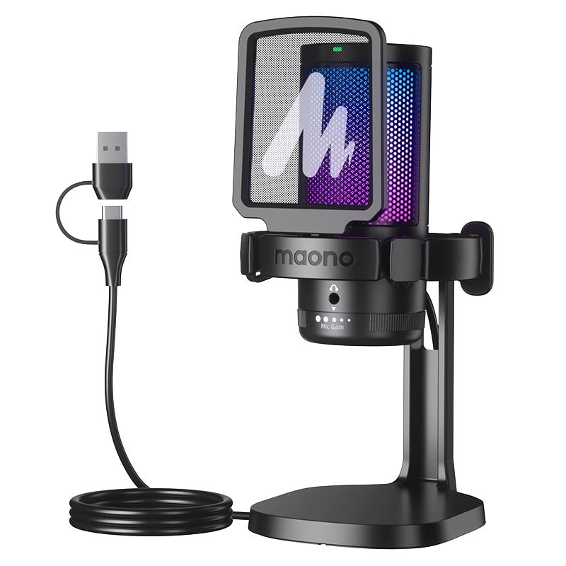 Maono dgm20 gaming microphone, USB microphone condenser mic RGB gaming ...