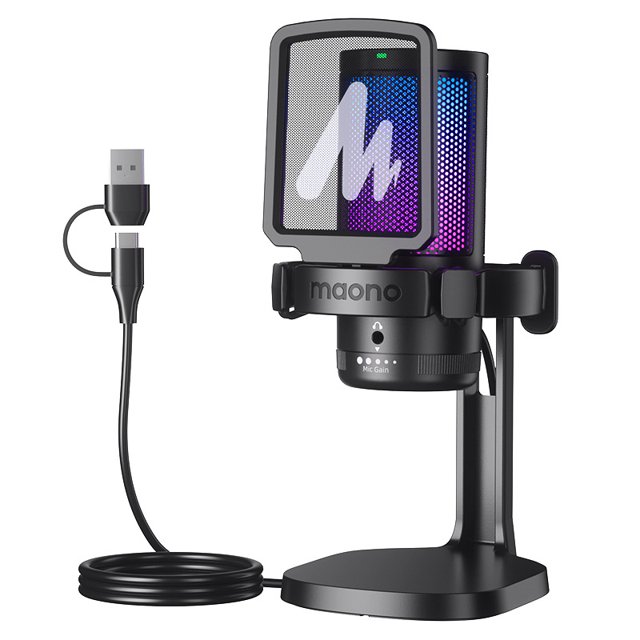 Maono dgm20 gaming microphone, USB microphone condenser mic RGB gaming ...