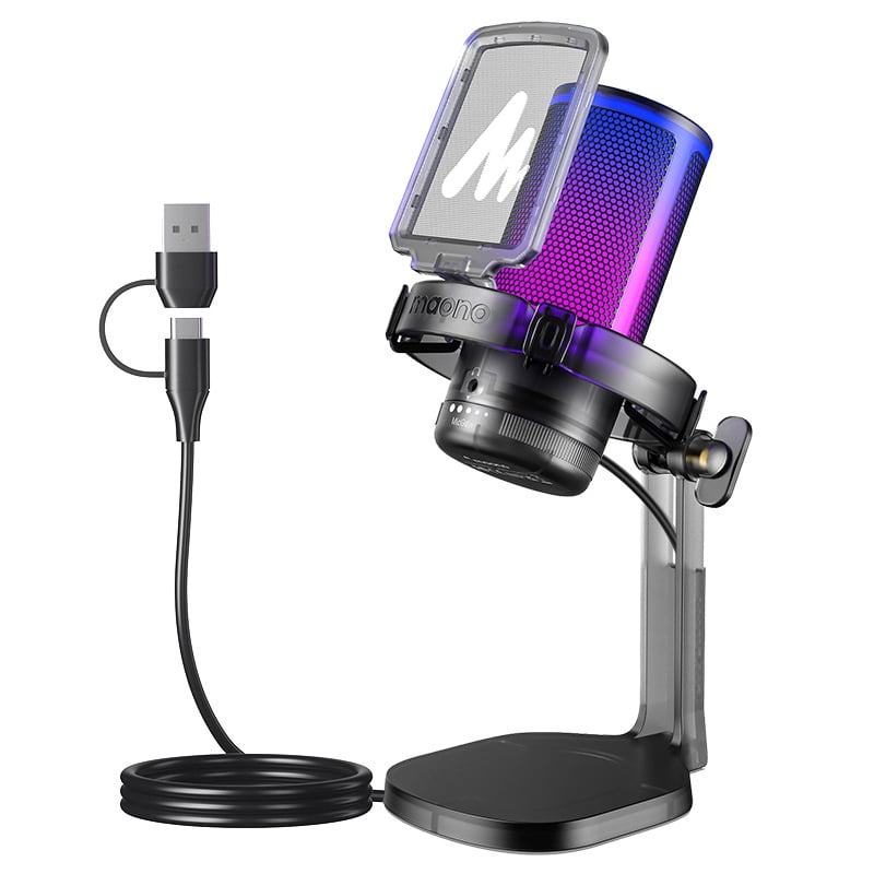 Maono dgm20 gaming microphone, USB microphone condenser mic RGB gaming ...