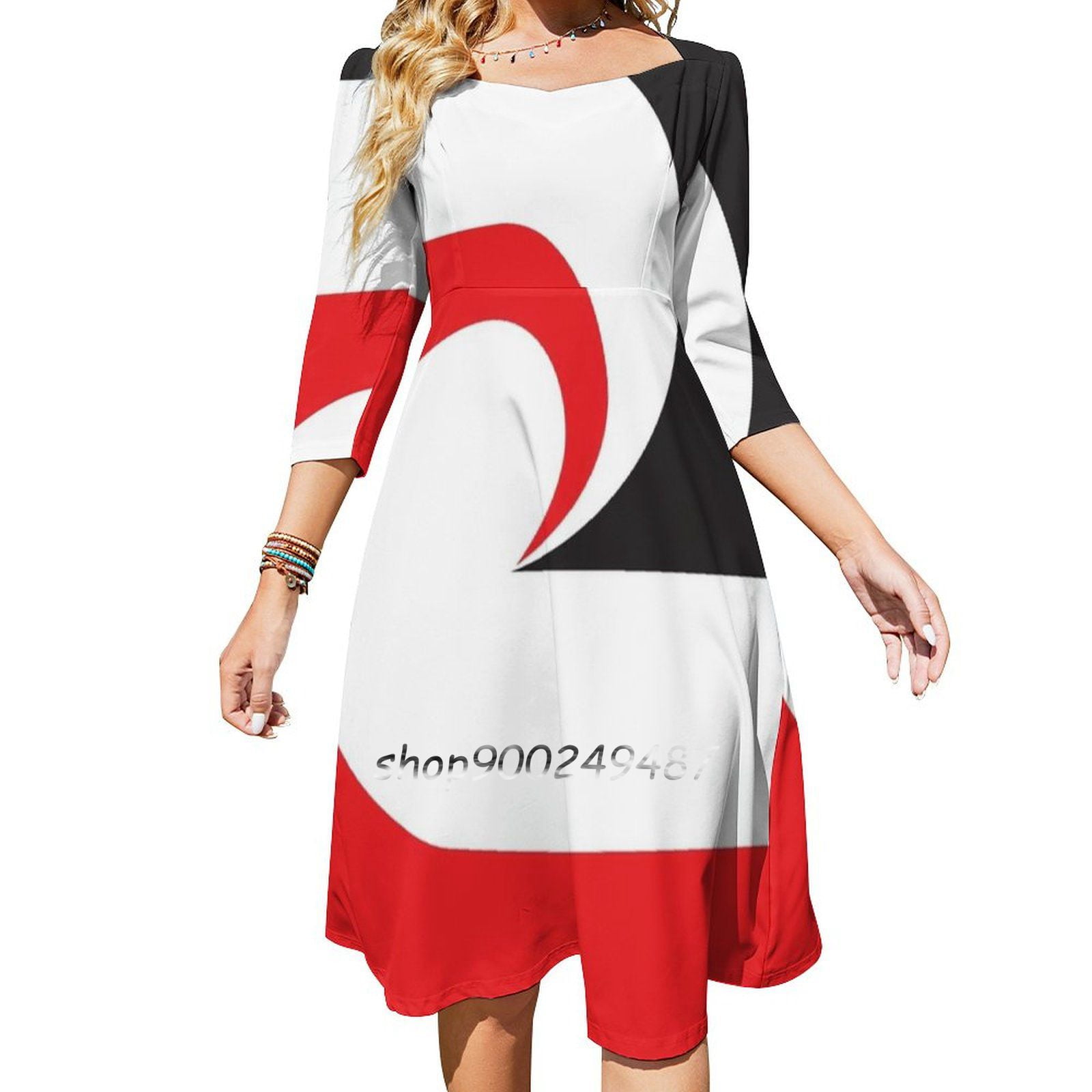 Maori Flag Square Neck Dress New Plus Size Elegant Women Waist Tight ...