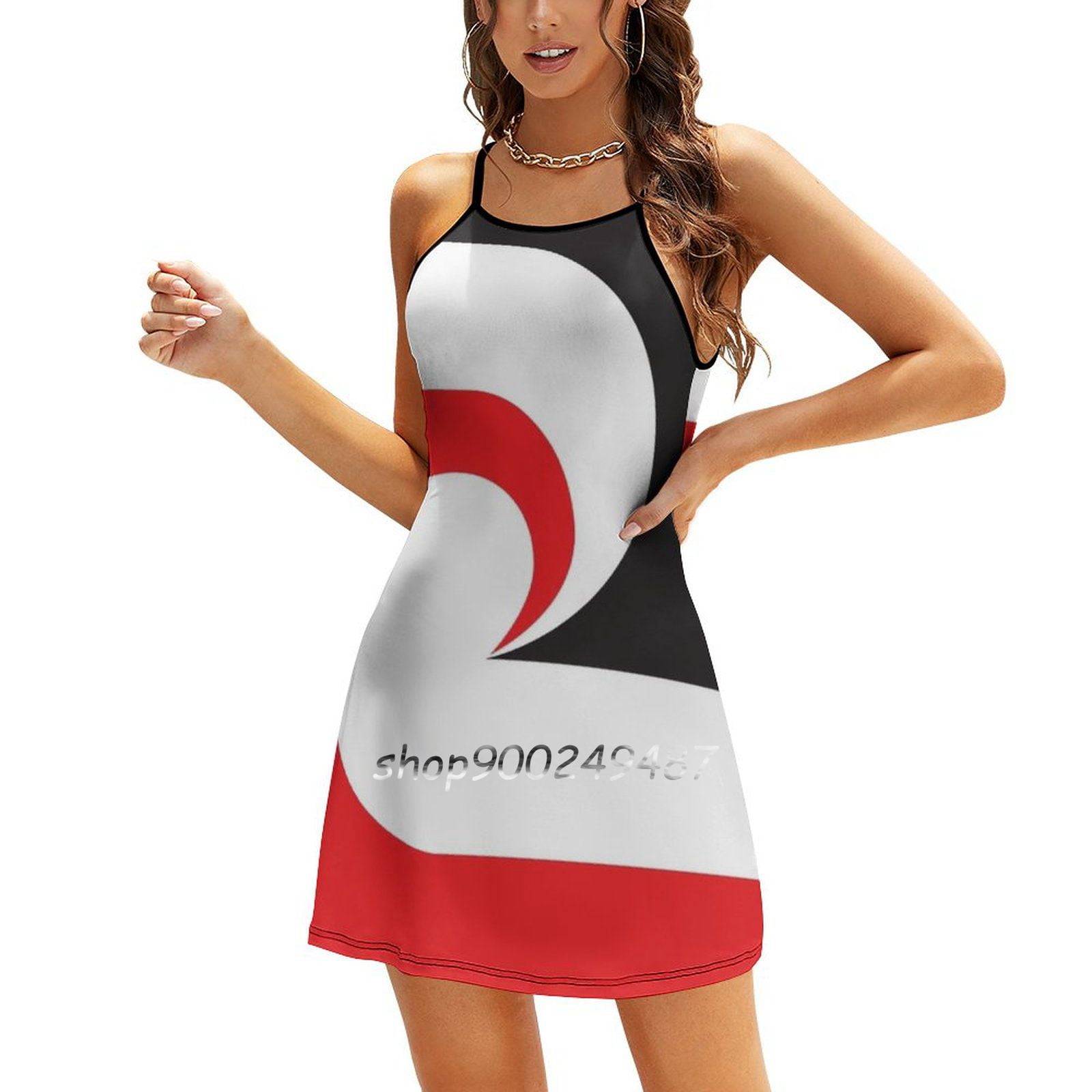 Maori Flag Square Neck Dress New Plus Size Elegant Women Waist Tight ...