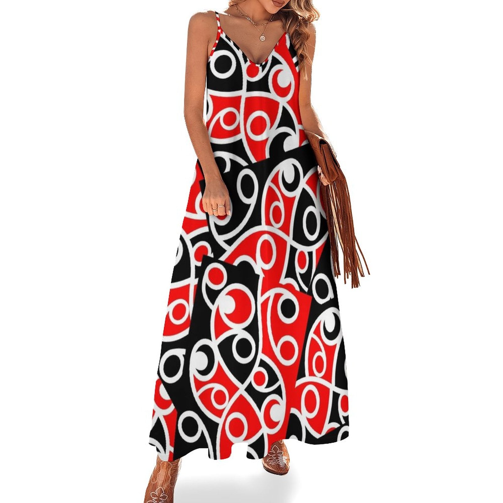 Maori Kowhaiwhai Layered Pattern Sleeveless Dress dress korean style elegant dress elegant ...