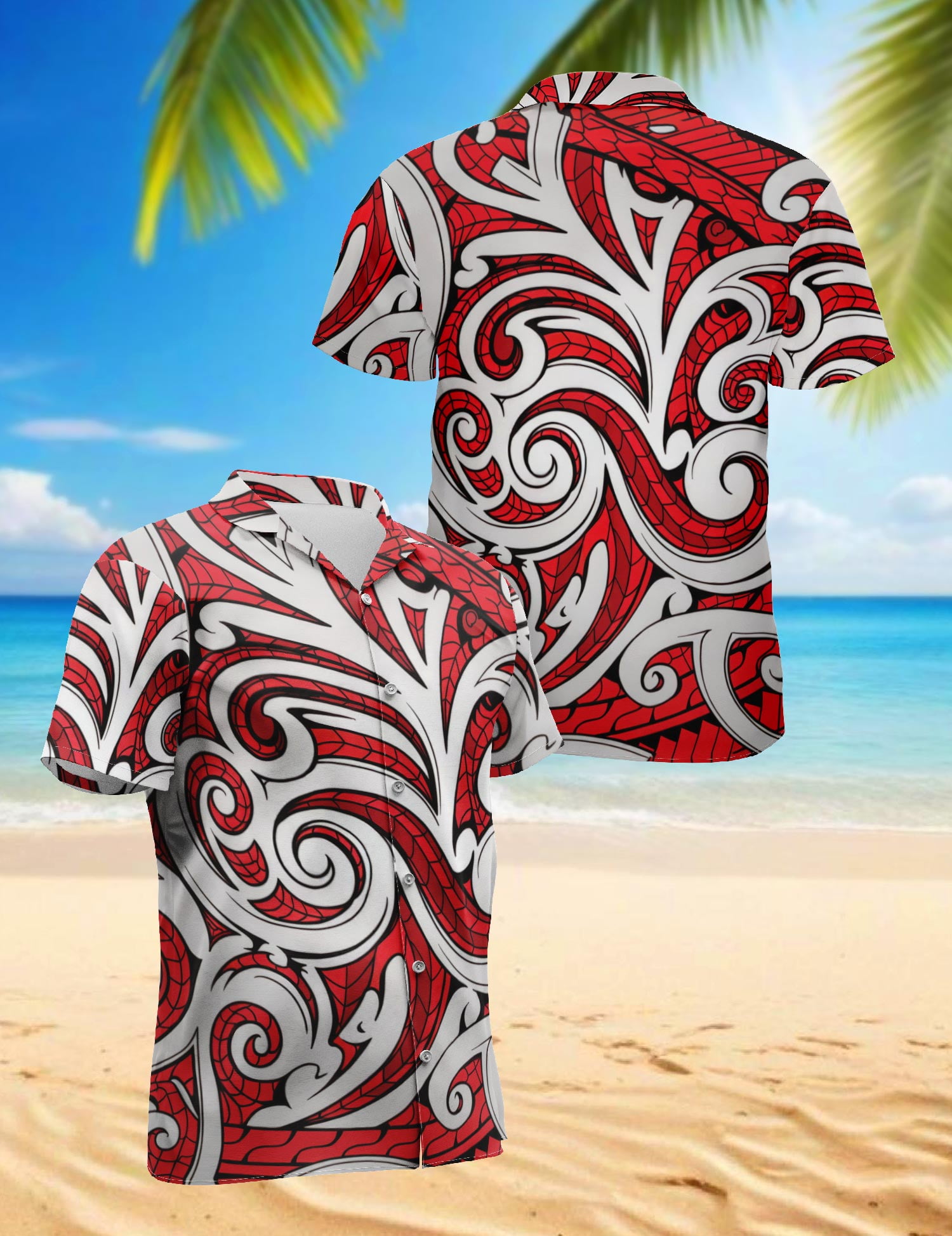 Maori Kowhaiwhai Polynesian Hawaiian Shirt for Men, Polynesian Style ...