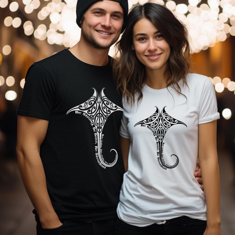 Maori Manta Ray Tattoo T-Shirt Be Strong Brave Steadfast Aotearoa New ...
