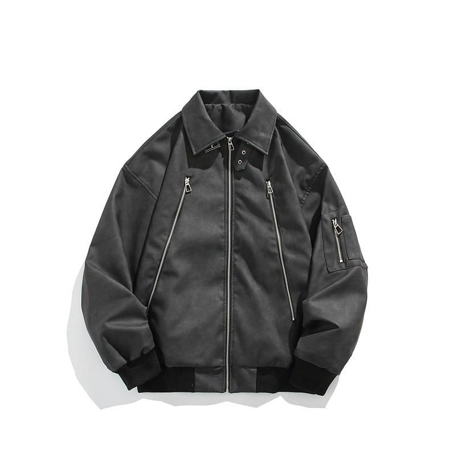 Maoxin Men's Jacket Men's Solid Color Long Sleeved Flip Collar Pocket ...