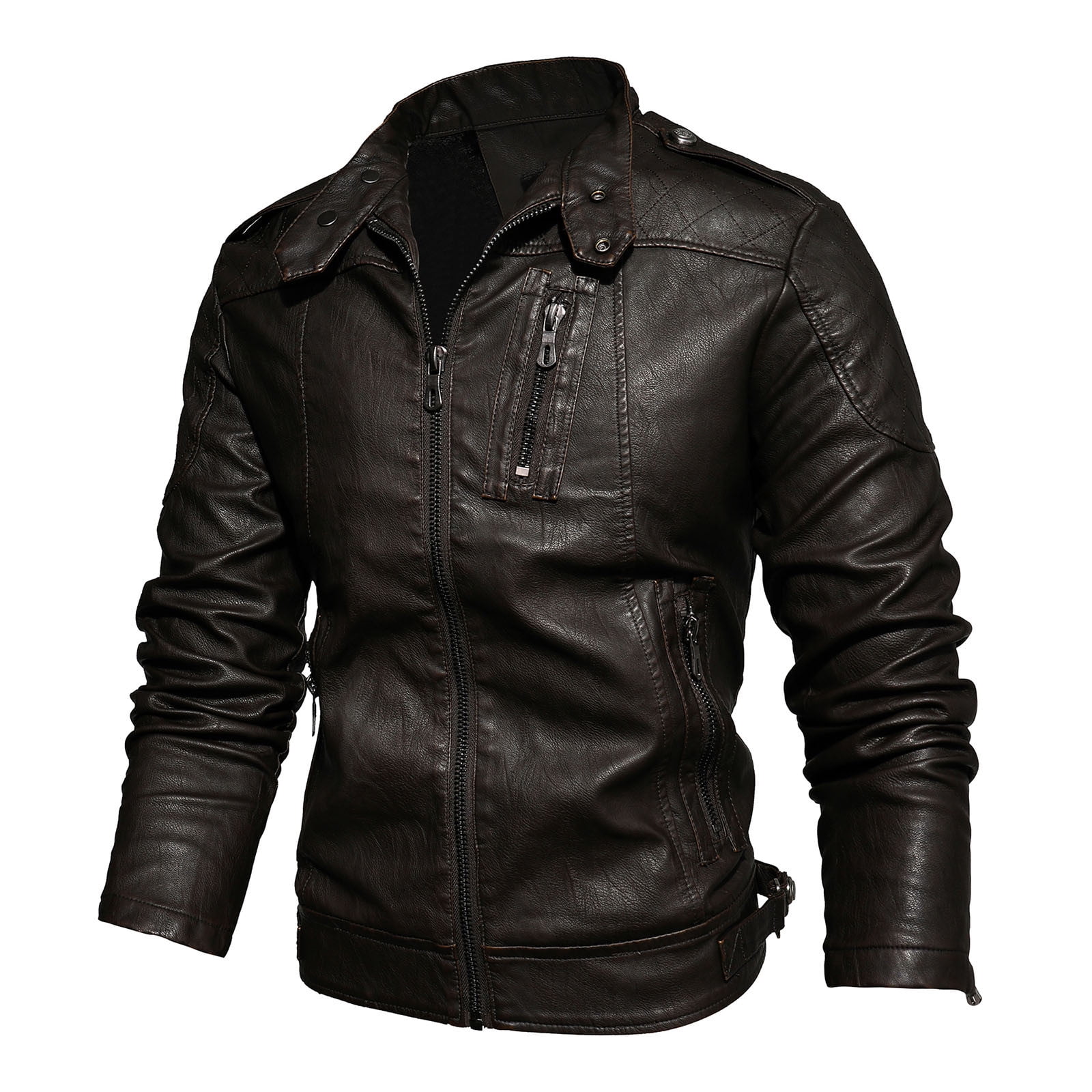 Maoxin Men's Leather Jacket Men Casual Solid Zipper Fashion Motorcycle ...