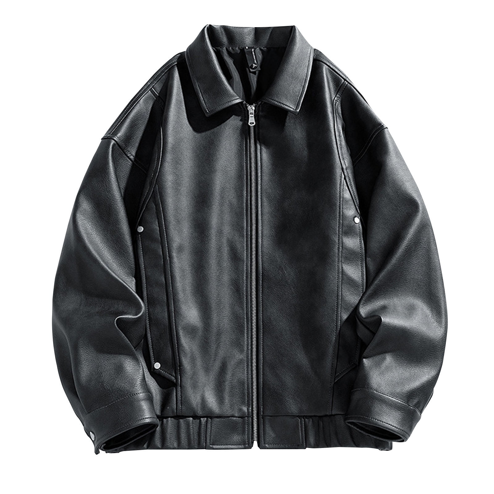 Maoxin Mens Jacket Man Solid Color Leisure Zipper Pocket Flip Collar ...