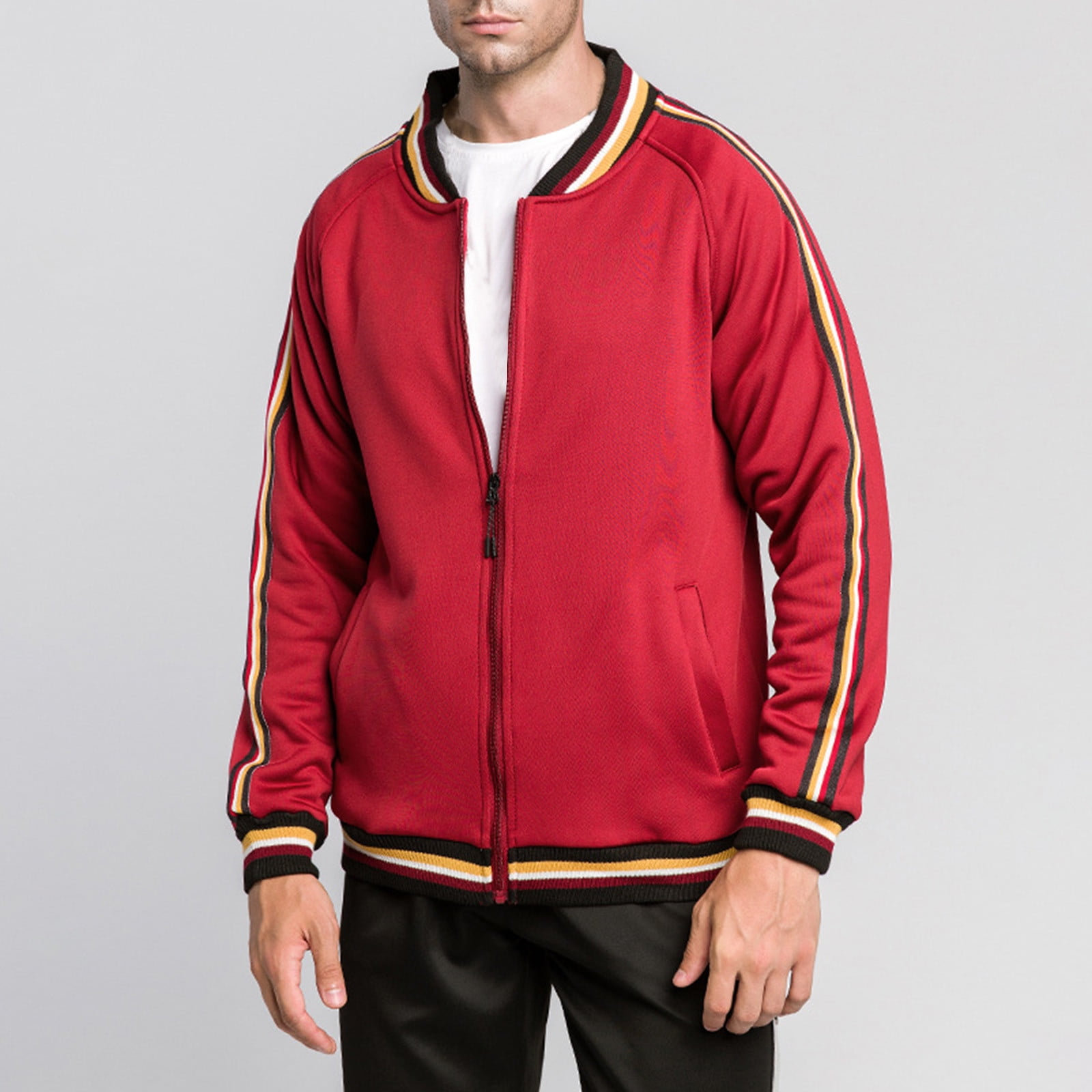 Maoxin Mens Tops Men's Solid Color With Zippered Pockets And Long ...