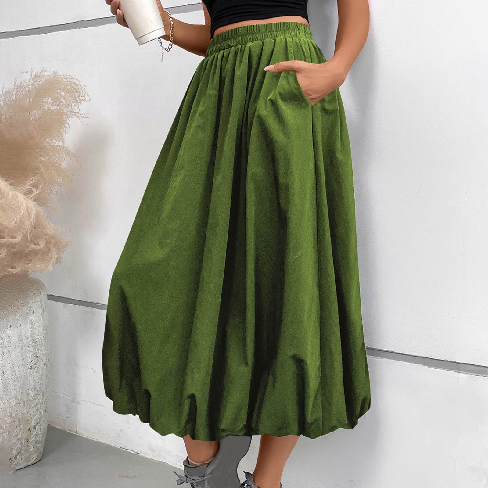 Maoxin Women Skirt Fashion Women Casual Summer Solid Pocket Elastic ...
