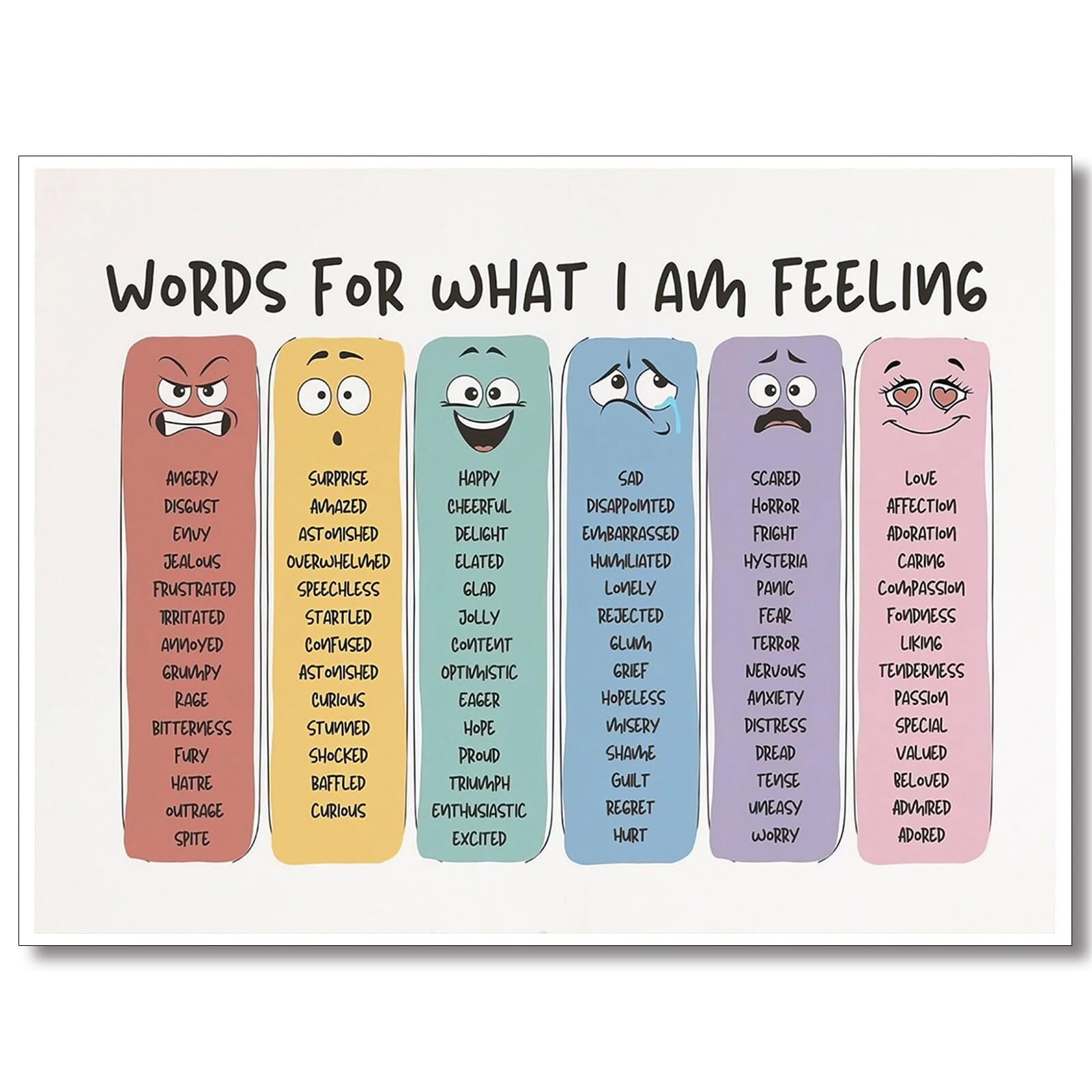 Maozehuxi Feelings Vocabulary Poster, Words For My Fellings Chart ...