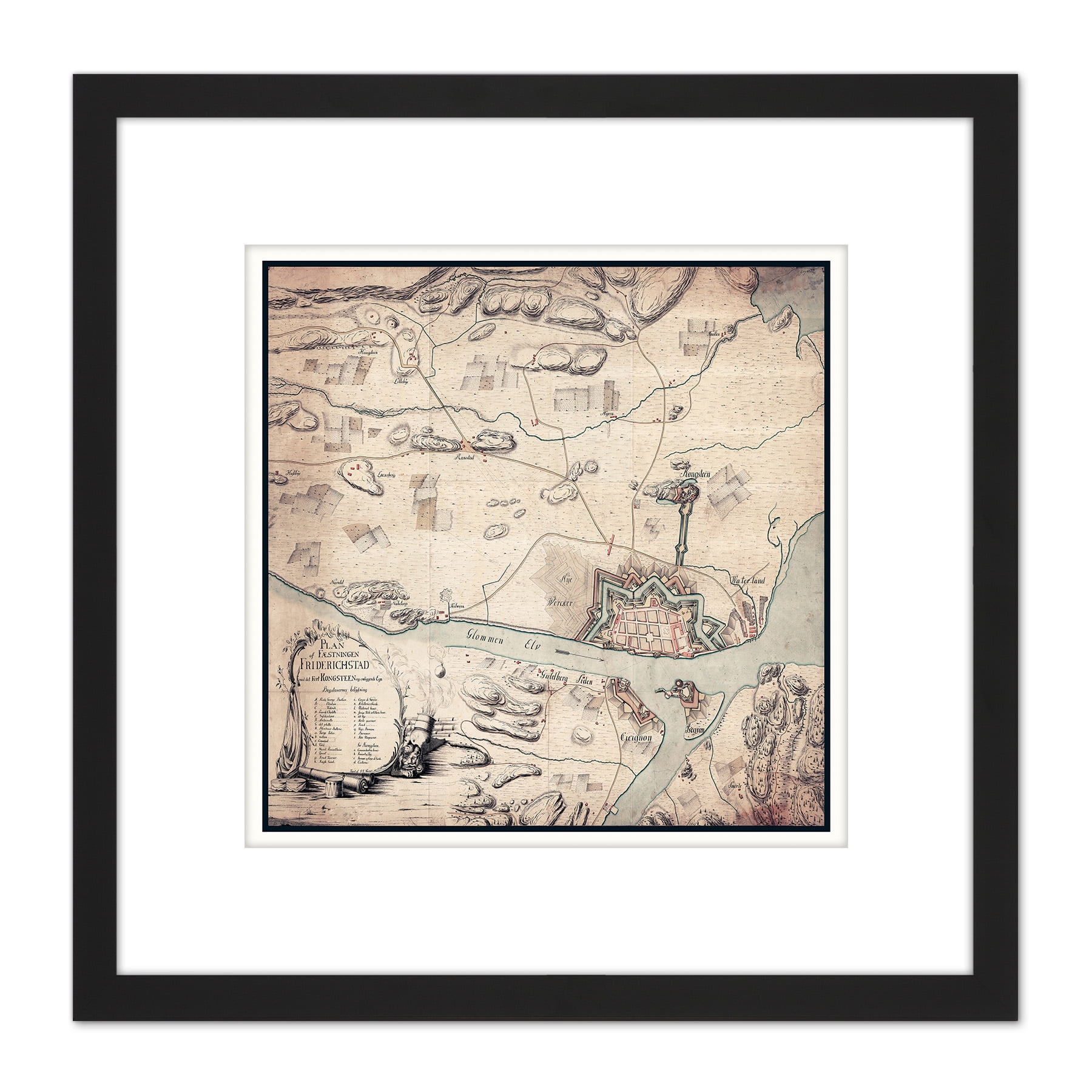 Map 1776 Norway Authority Fredrikstad Norway Replica 8X8 Inch Square ...