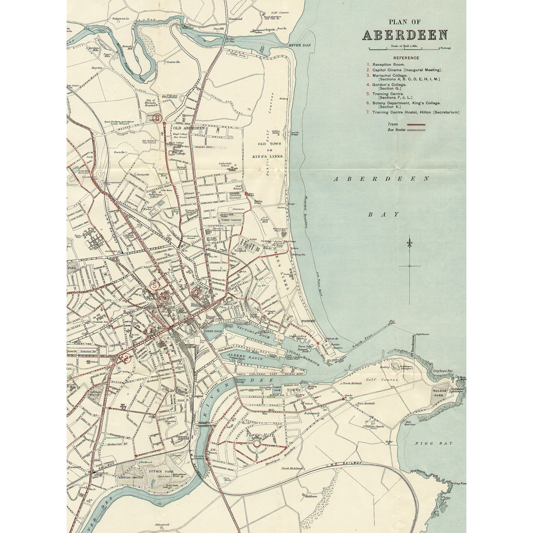Map 1934 Aberdeen City Scotland Plan Chart Extra Large XL Wall Art ...