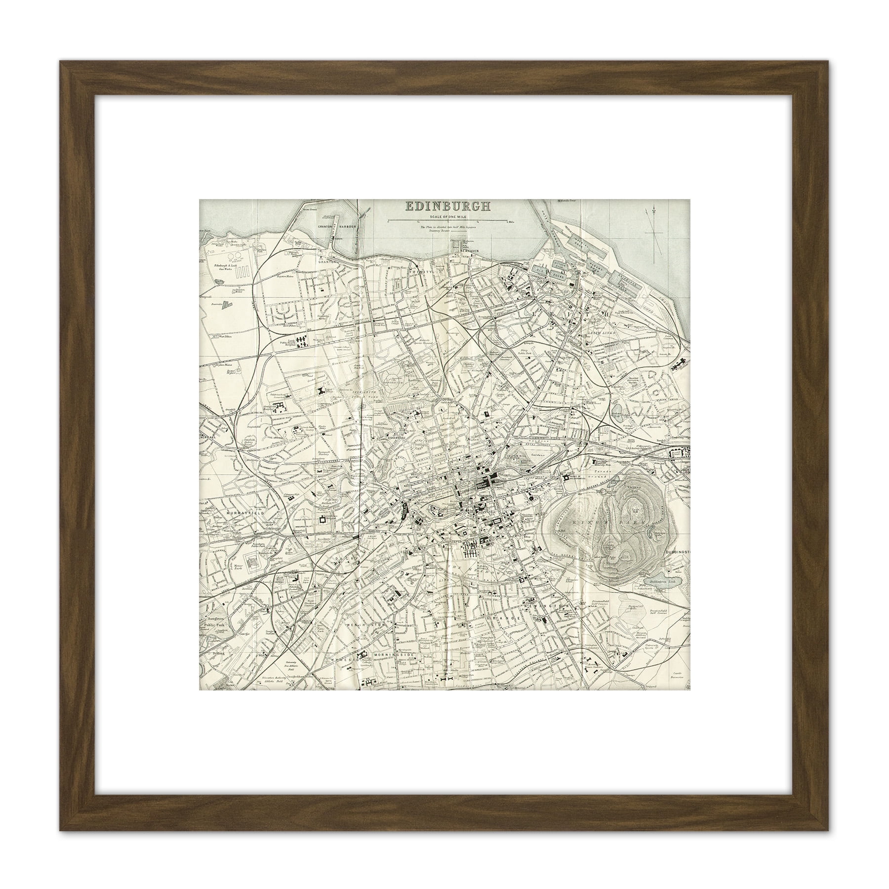 Map 1935 Edinburgh City Scotland Plan Chart 8X8 Inch Square Wooden ...