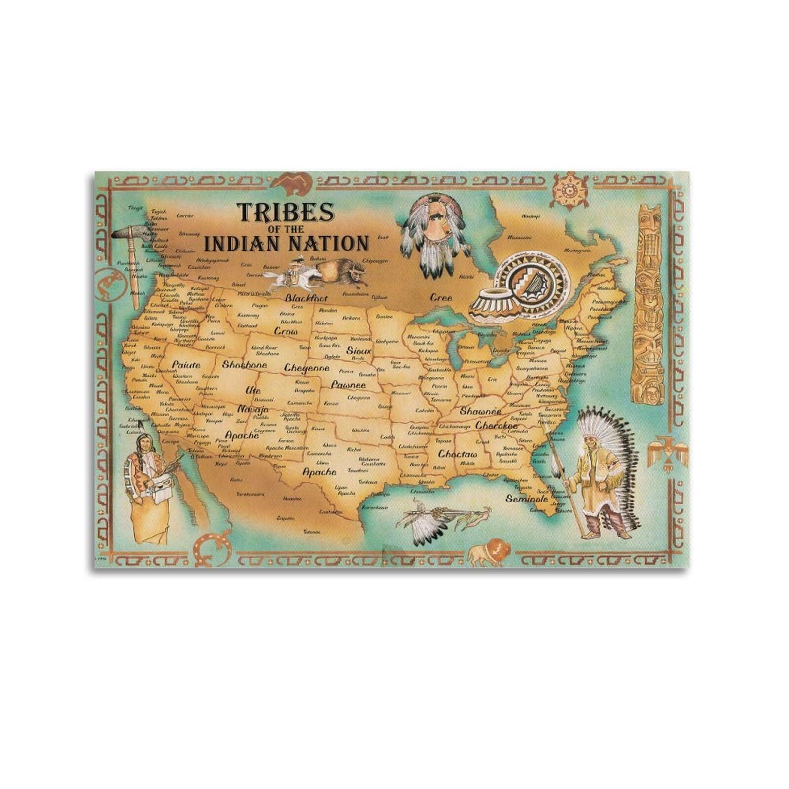 This Is A Map Of American Native Tribe Nations Wall Art US Map Of ...