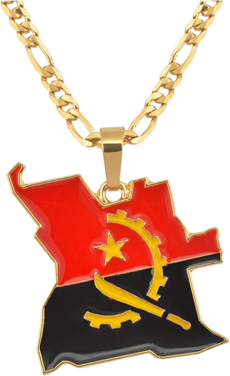 Map of Angola Pendant Necklaces - Charm Ethnic Africa Maps Flag Thin ...