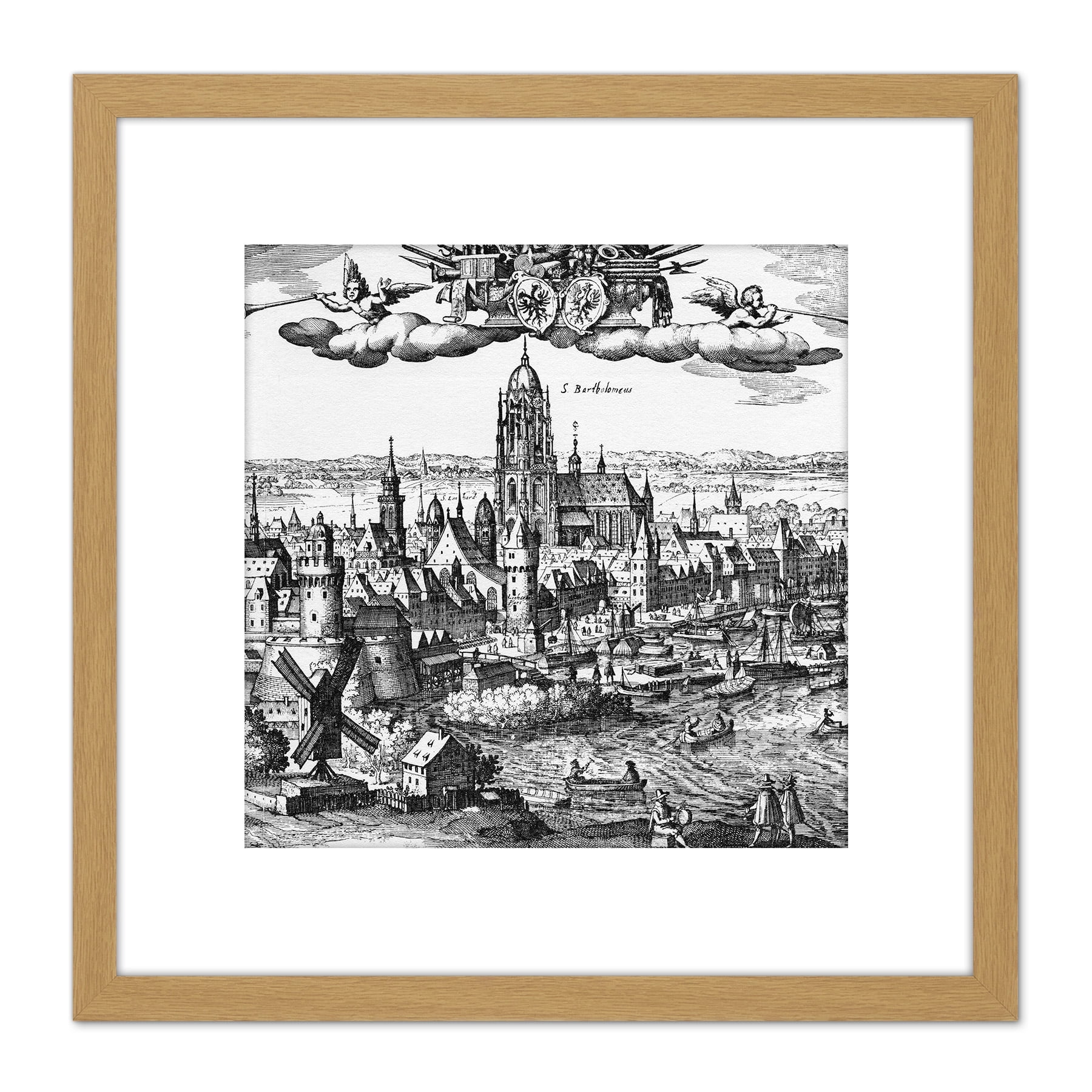 Map Antique Merian 1618 Frankfurt Am Main Plan Reproduction 8X8 Inch ...