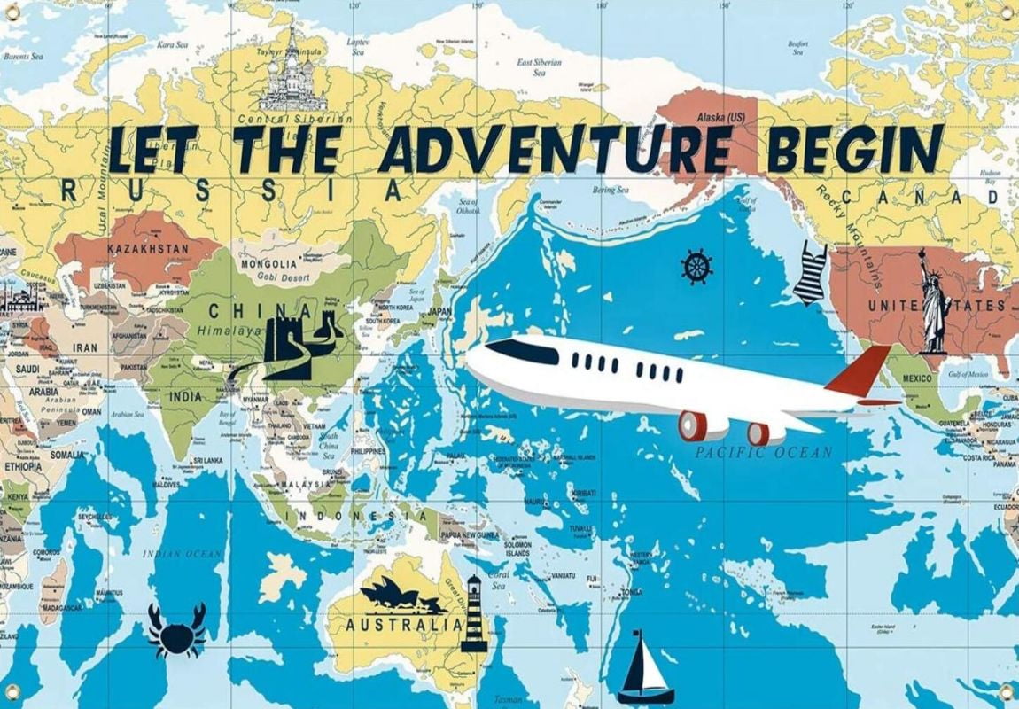 Map Background Baby Shower Treasure Photo Travel Backdrop Explore ...