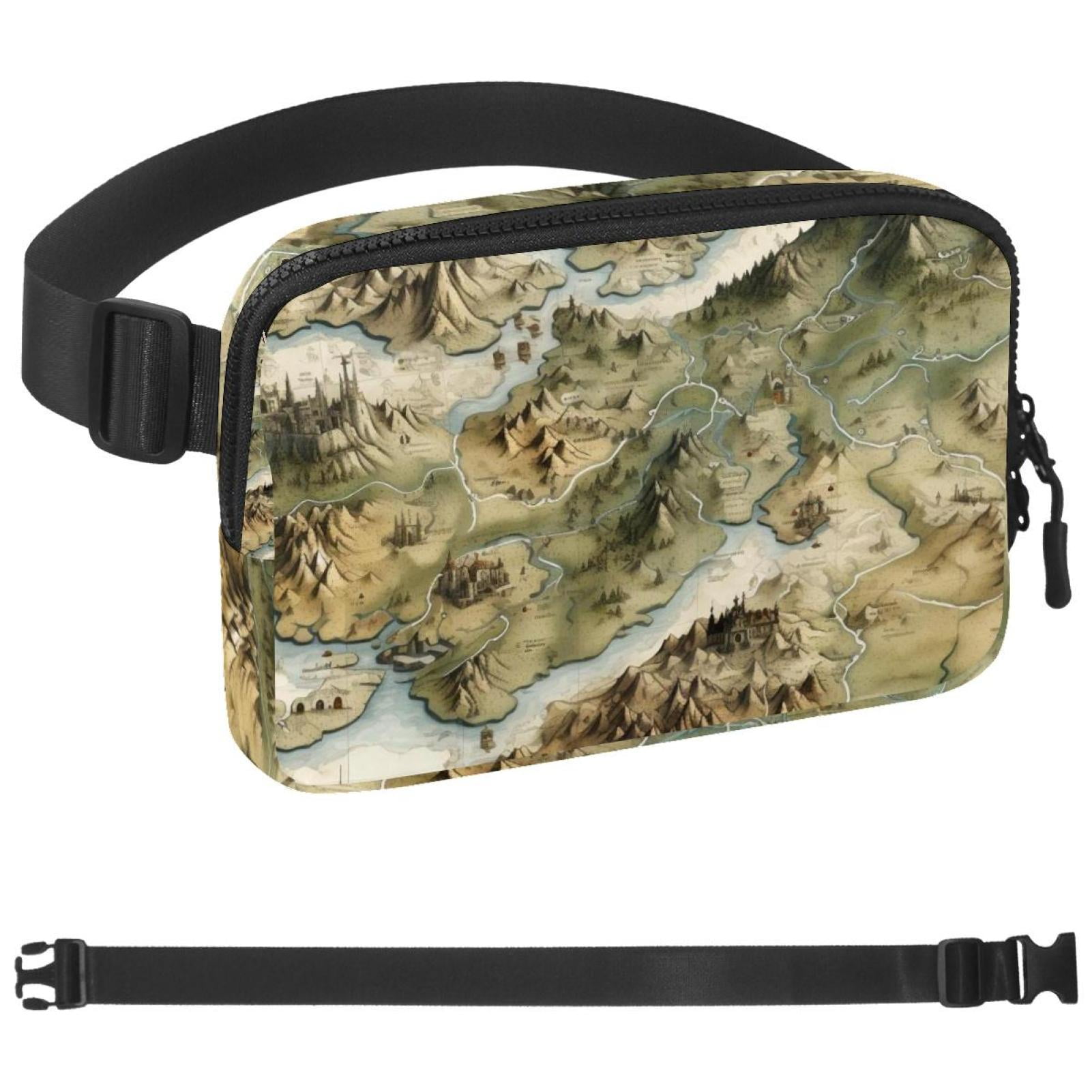 Map Block Crossbody Fanny Pack, Gifts for Enjoy Sports Festival Workout ...