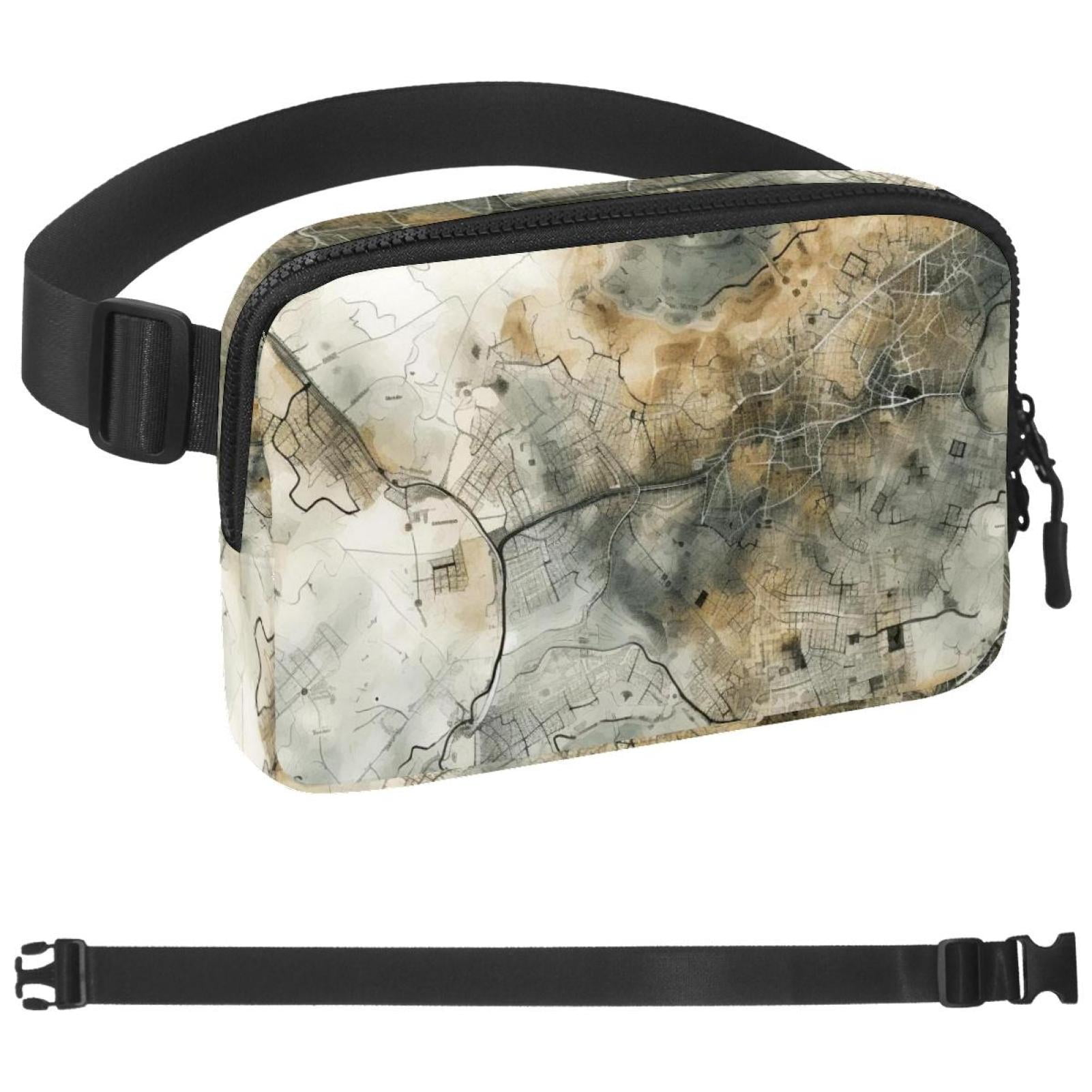 Map Block Crossbody Fanny Pack for Men&Women, Large Waist Bag & Hip Bum ...