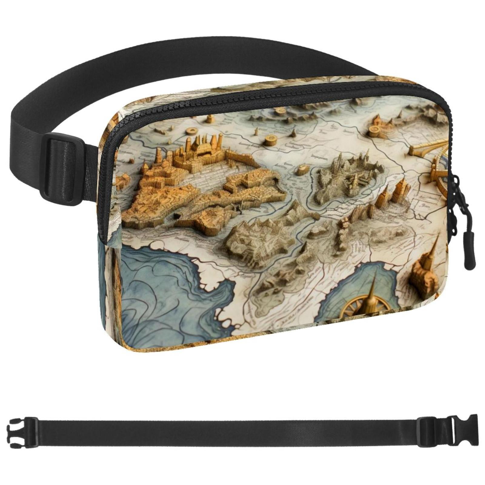 Map Block Fanny Pack Waist Packs for Men Women, Waist Bag Hip Pack for ...