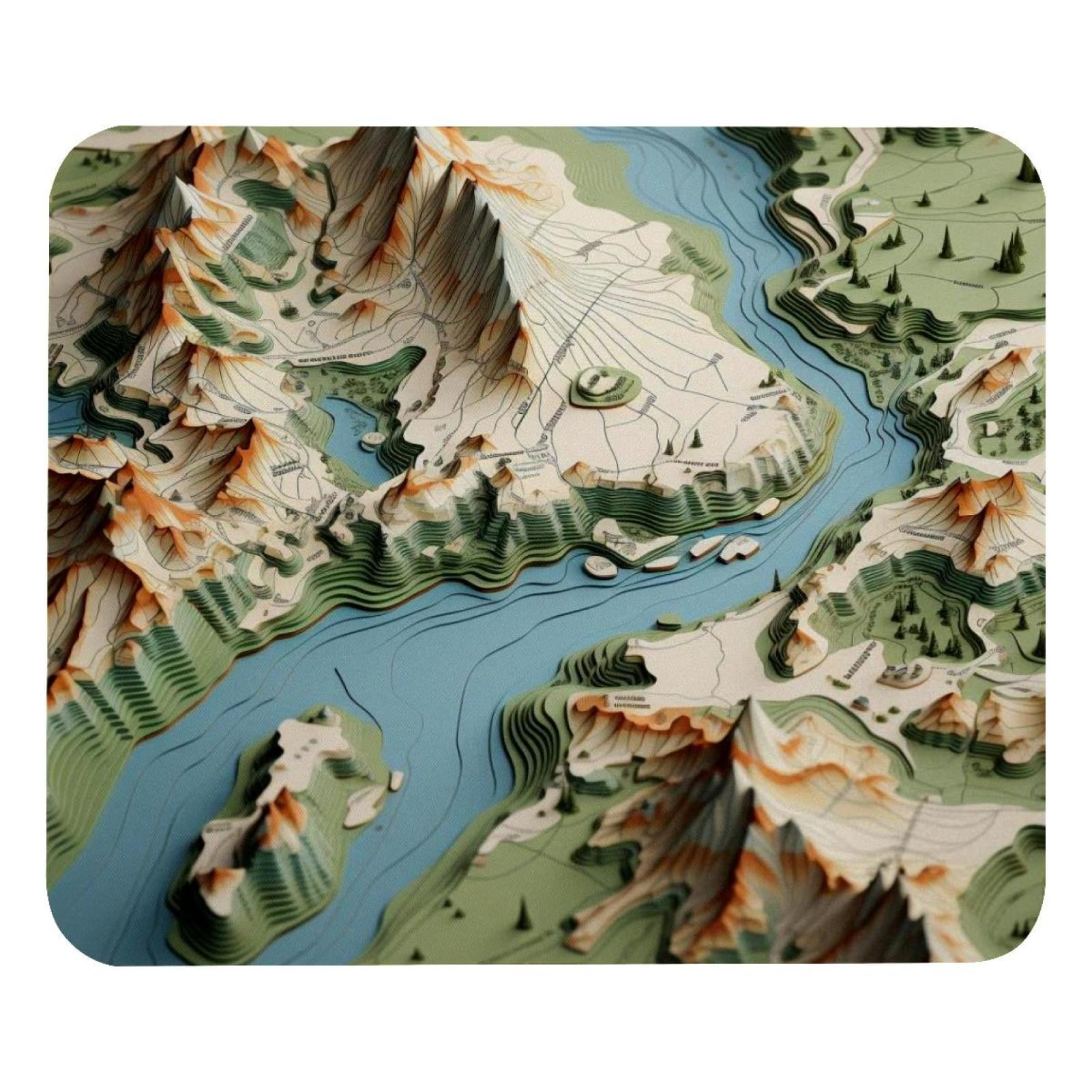 Map Block Mouse Pad, Personality Design Rubber Base for Office Decor ...