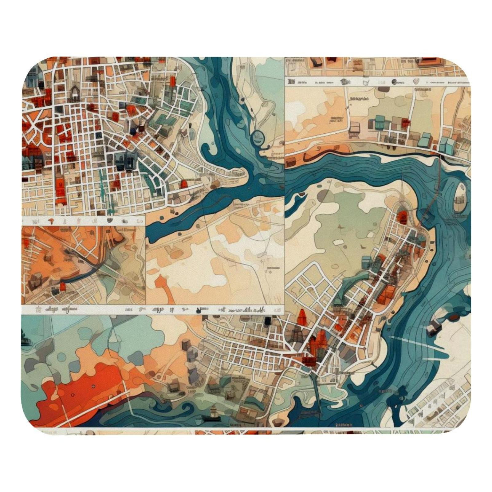 Map Block Mouse Pad, Personality Design Rubber Base for Office Decor ...