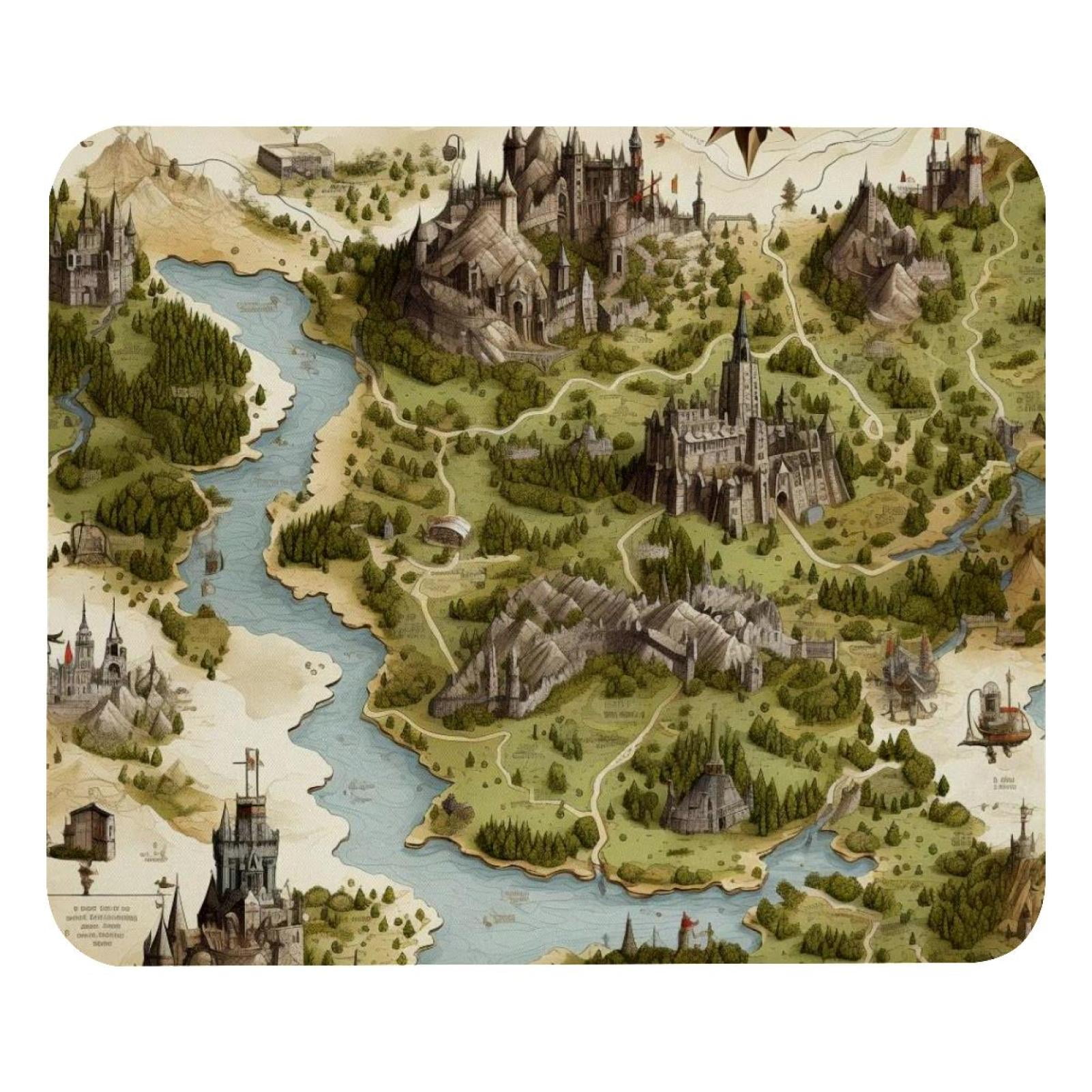 Map Block Mouse Pad, Personality Design Rubber Base for Office Decor ...