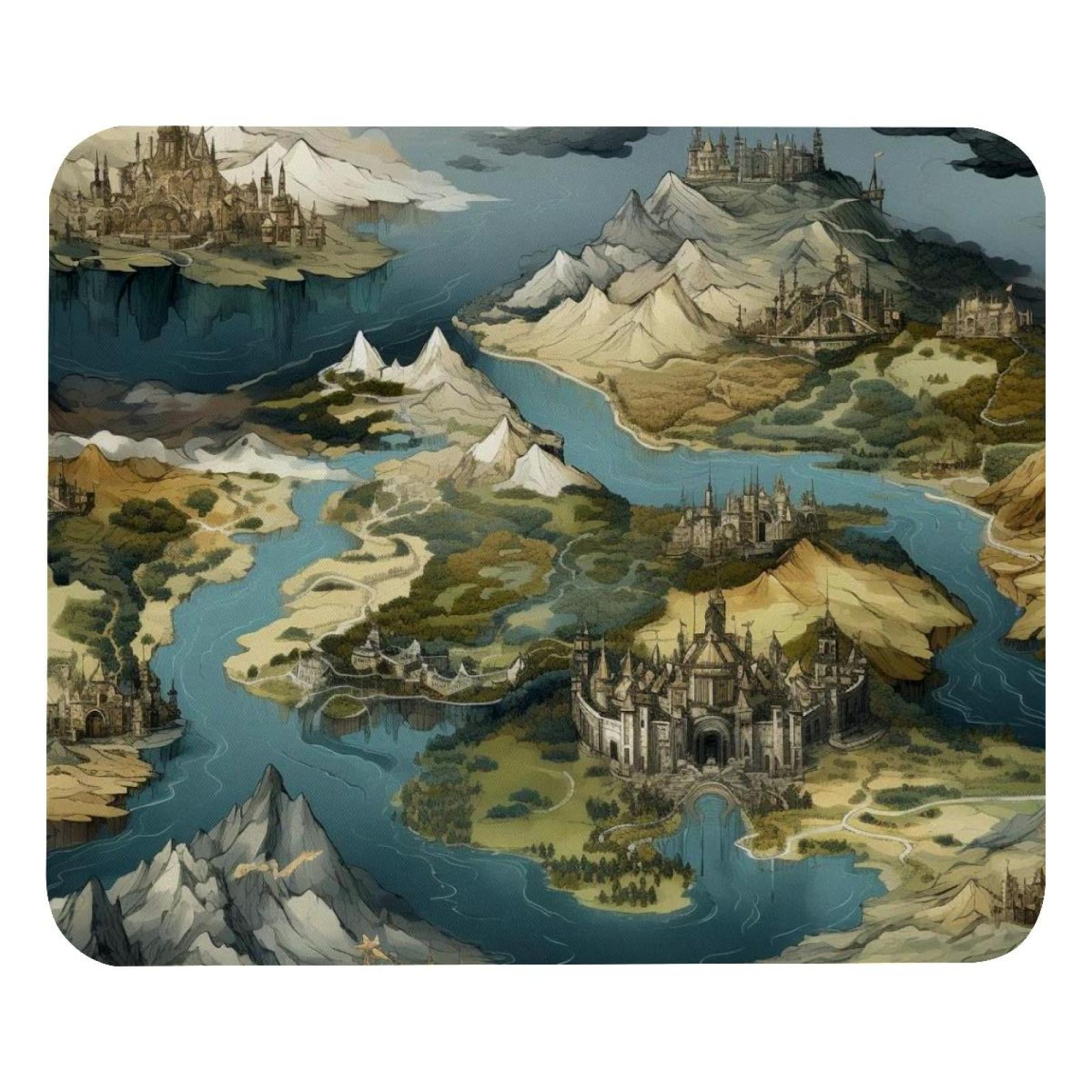 Map Block Mouse Pad, Personality Design Rubber Base for Office Decor ...