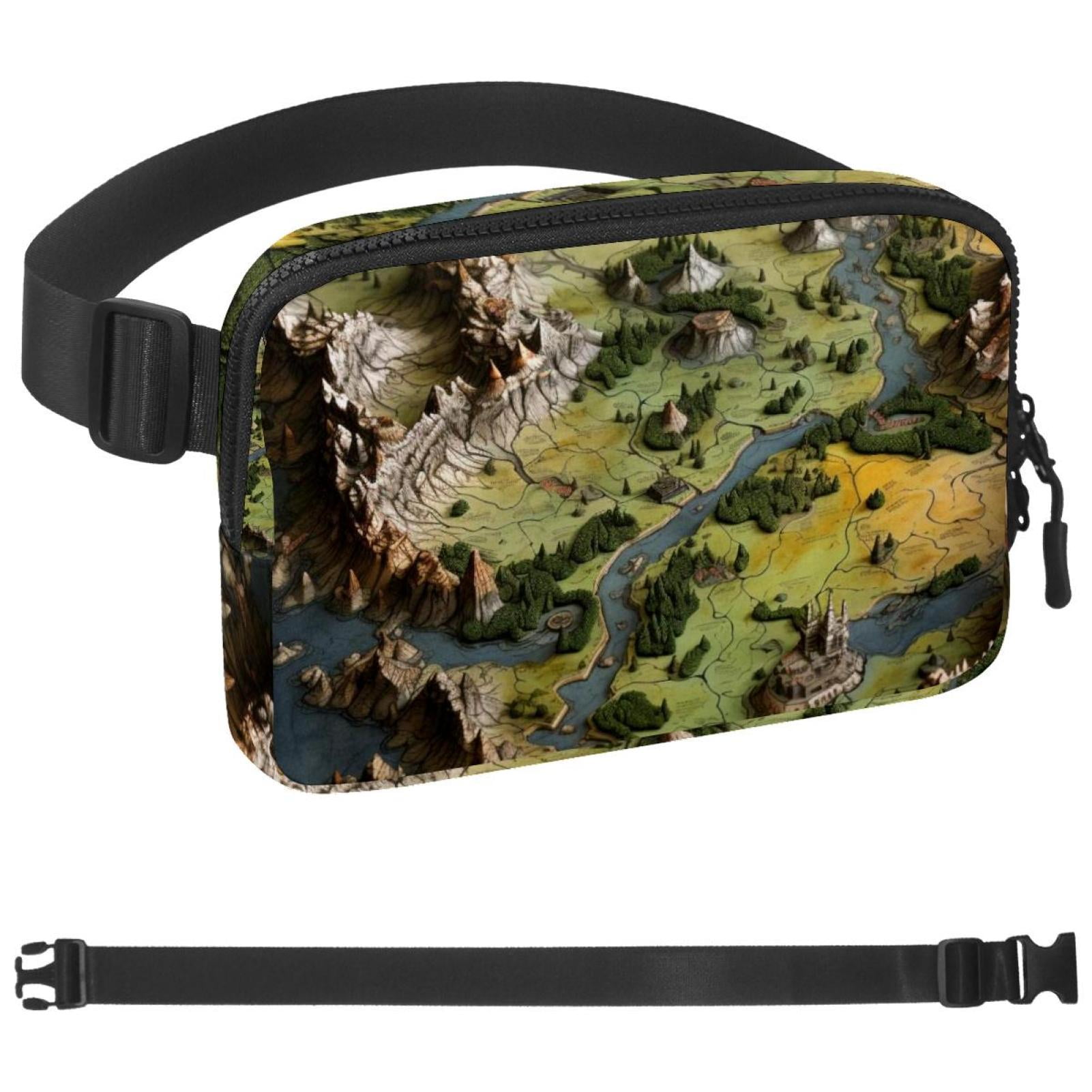 Map Block Waist Fanny Pack-Travel Bag Fanny Pack For Women & Men Cute ...