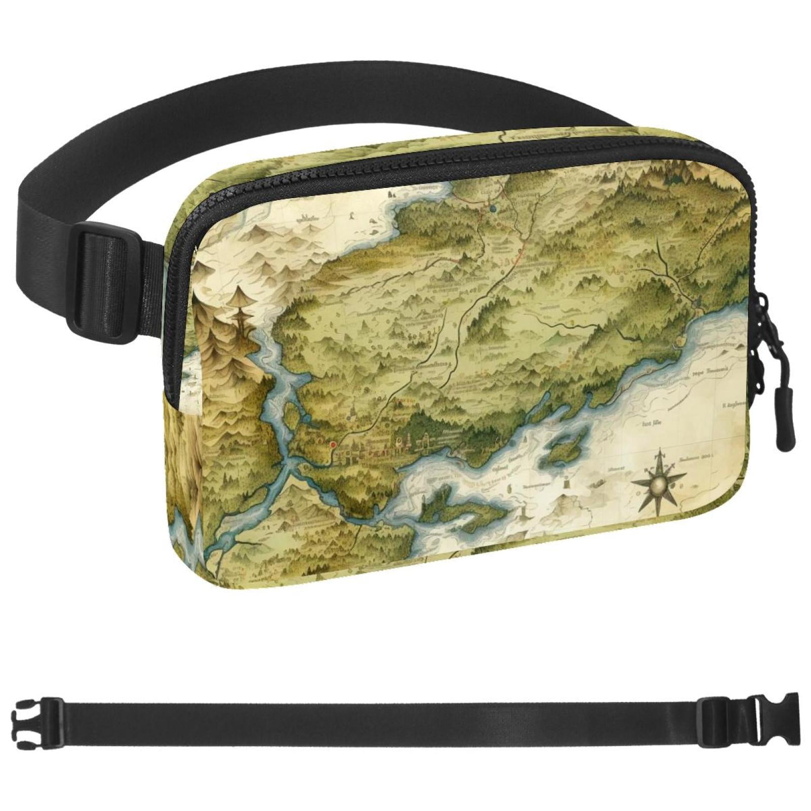 Map Block Waist Pack for Running Fanny Pack for Women and Men Crossbody ...