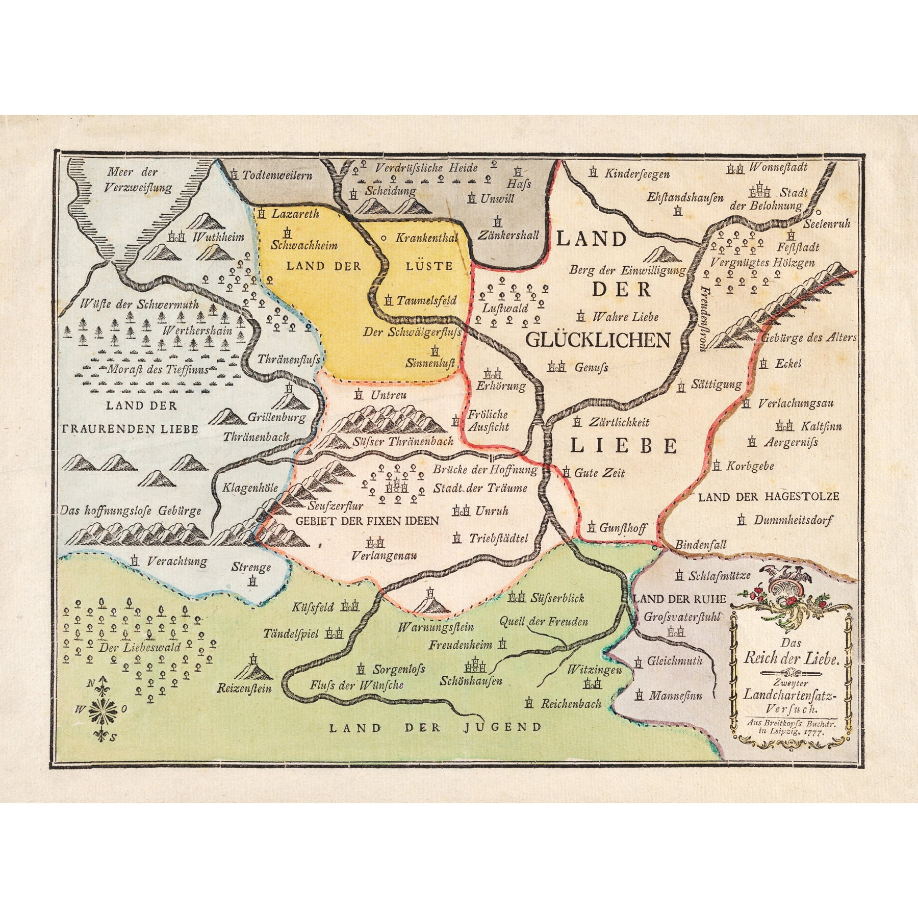 Map Breitkopf Hartel 1777 Kingdom Love German Extra Large XL Wall Art Poster Print - Walmart.com
