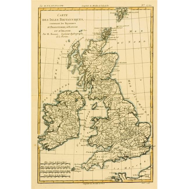 Map of The British Isles - Circa.1760 From -Atlas De Toutes Les Parties ...