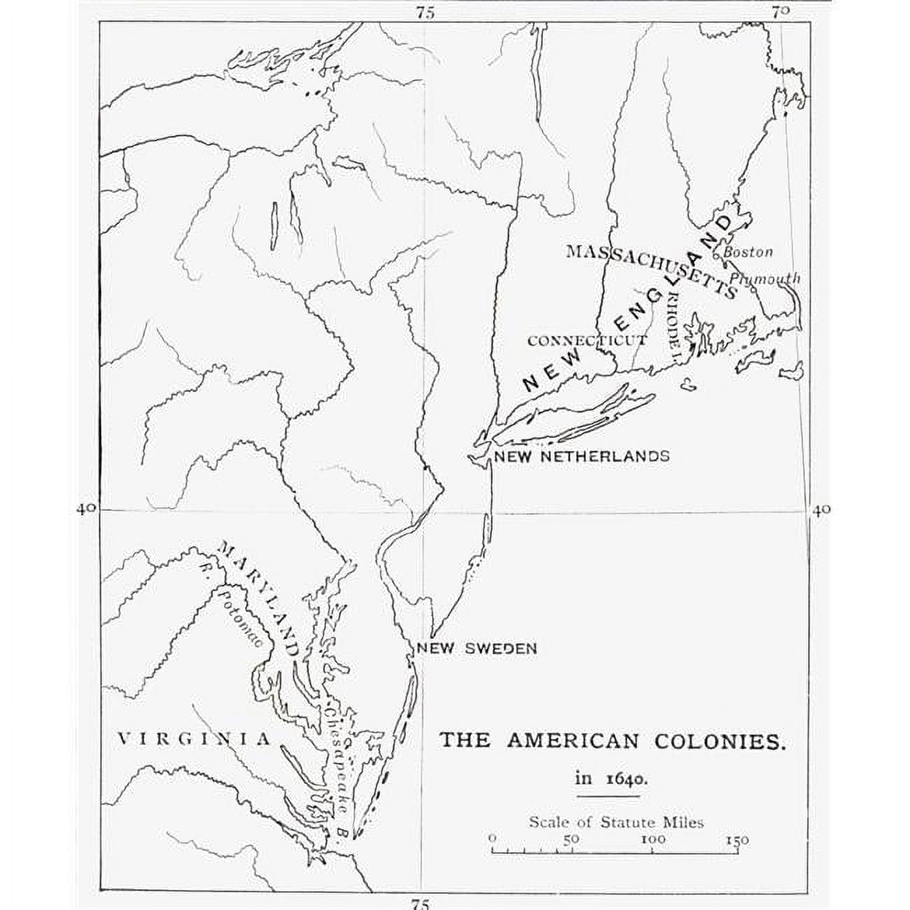 Map of British, Swedish & Dutch American Colonies As They Were In 1640 ...
