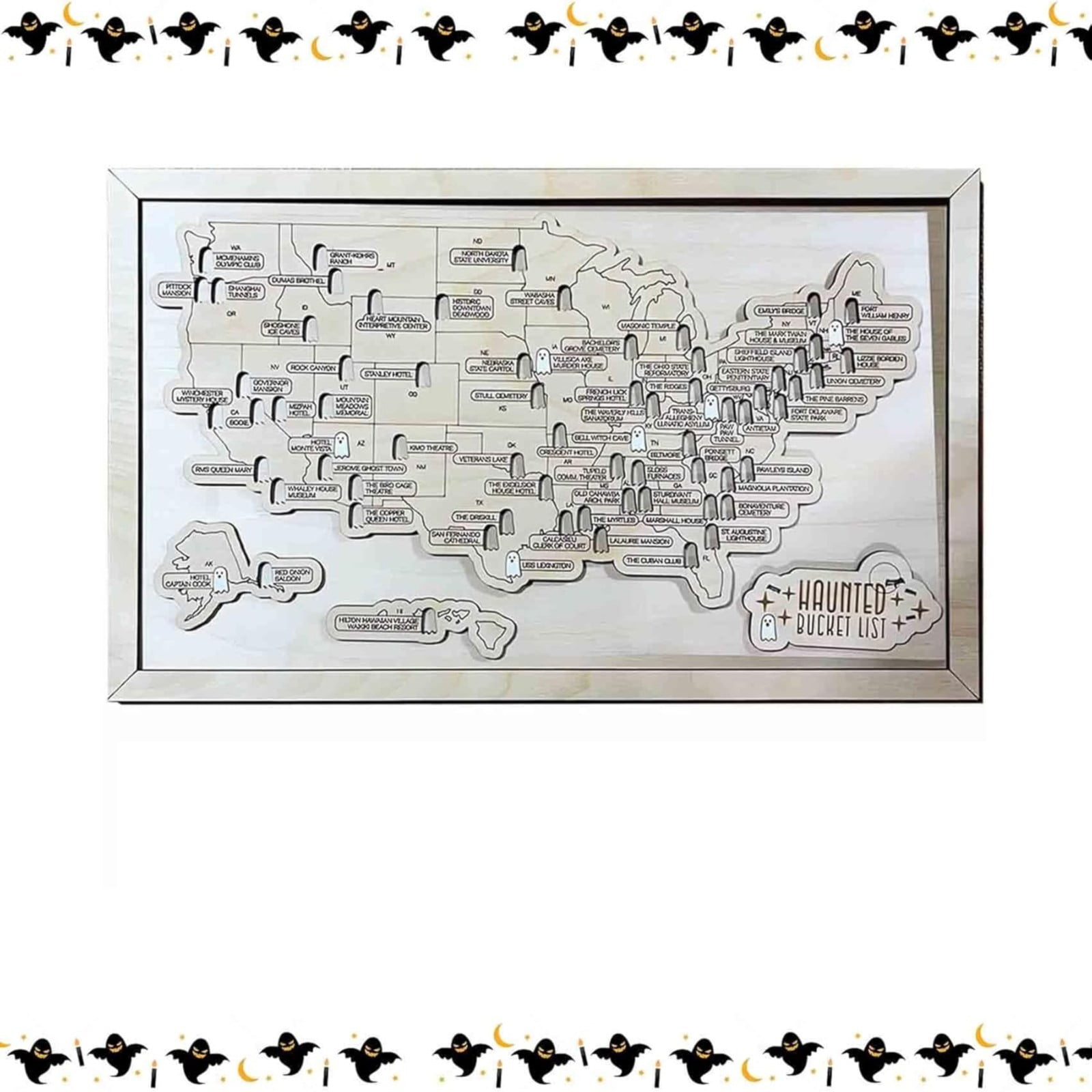 Map Bucket List Map 2024 New Decor Bucket List Map Decor Wood Halloween ...