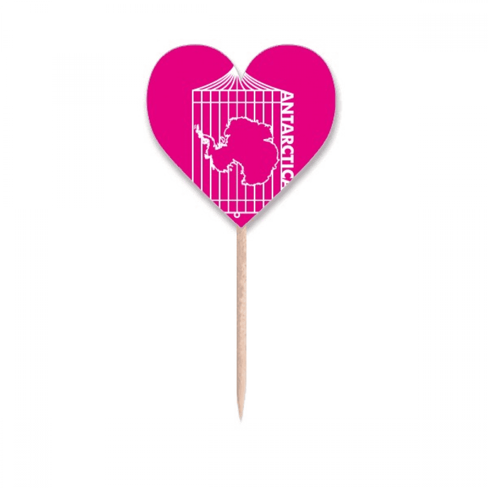 Map Cage Continent Antarctica Toothpick Flags Heart Lable Cupcake Picks ...