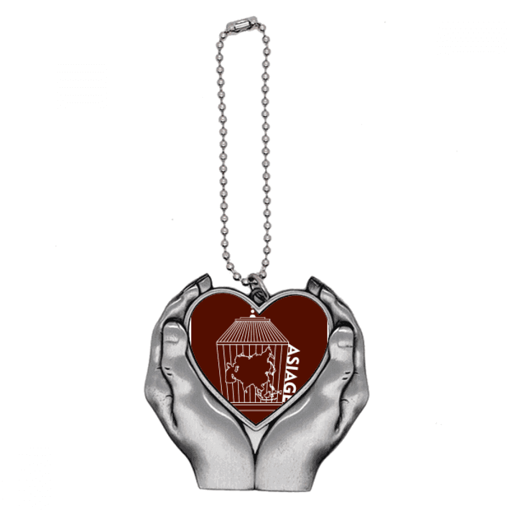 Map Cage Continent Asia Art Deco Fashion Car Keychain Heart Pendant ...