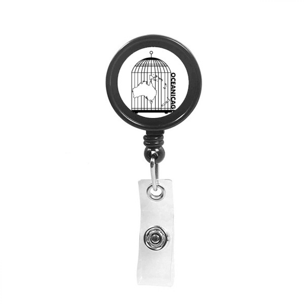 Map Cage Continent Oceania Retractable Keychain Badge Holder ID Badge ...