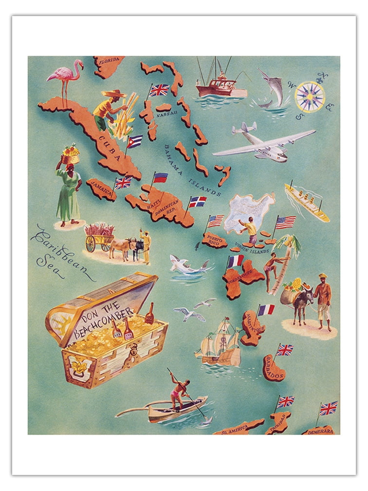 Map of Caribbean Islands - Don the Beachcomber Tiki Bar and Restaurant ...