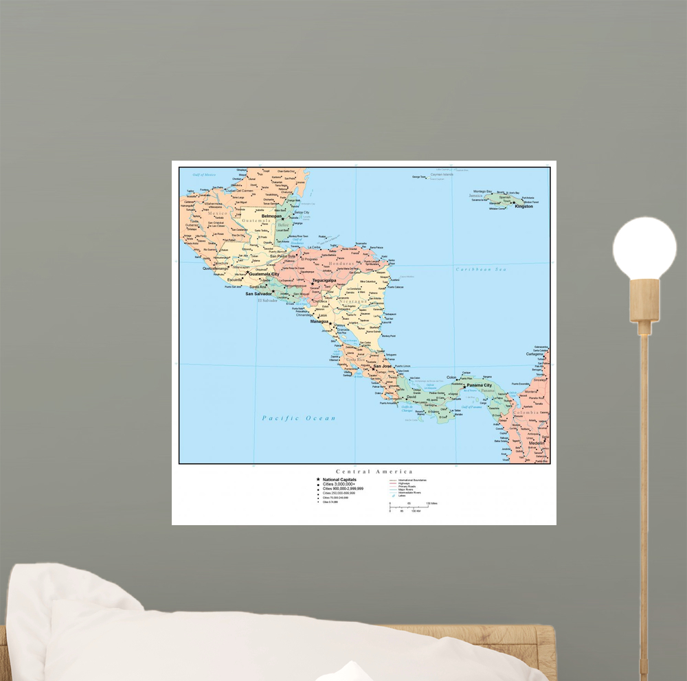 Map Central America Wall Mural Decal Sticker, Wallmonkeys Peel & Stick ...