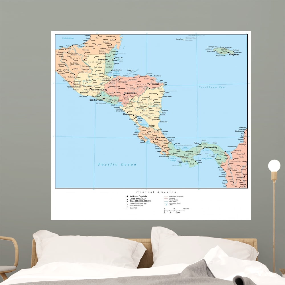 Map Central America Wall Mural Decal Sticker, Wallmonkeys Peel & Stick ...