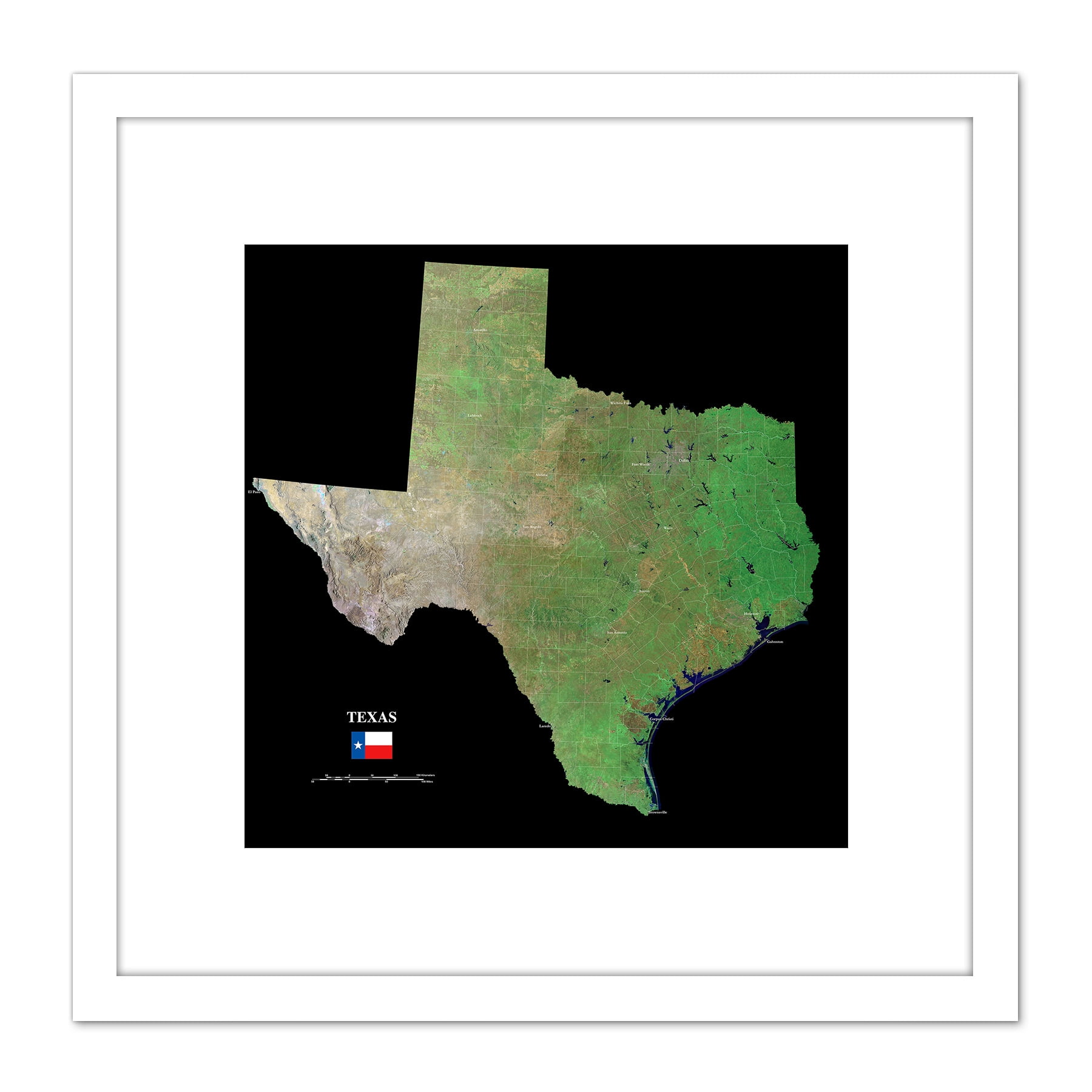 Map County Satellite USA State Flag Texas Old Replica 8X8 Inch Square ...