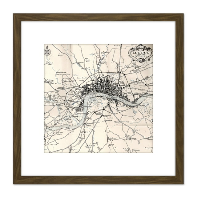 Map Crown 1930 London City England 1660 Plan Chart 8X8 Inch Square ...