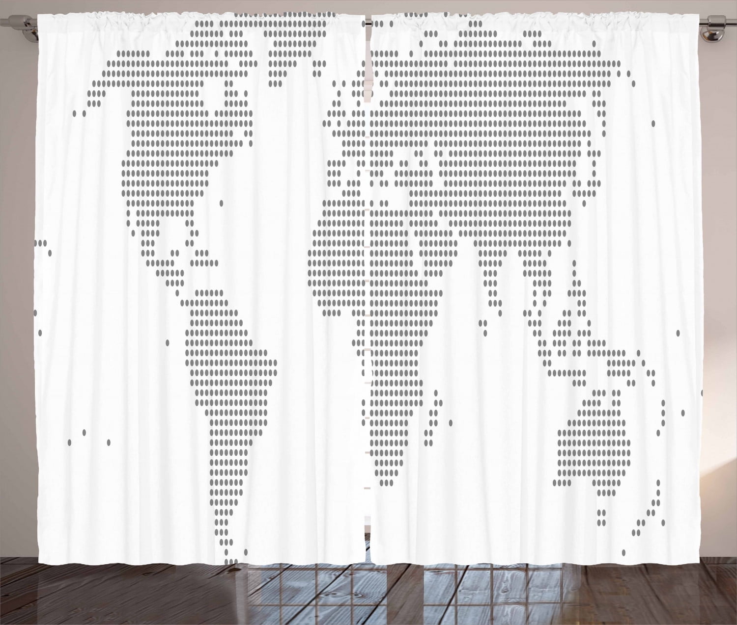Ambesonne Map Curtains 2 Panel Set, Graphic Dots Simple Modern, 108" x ...