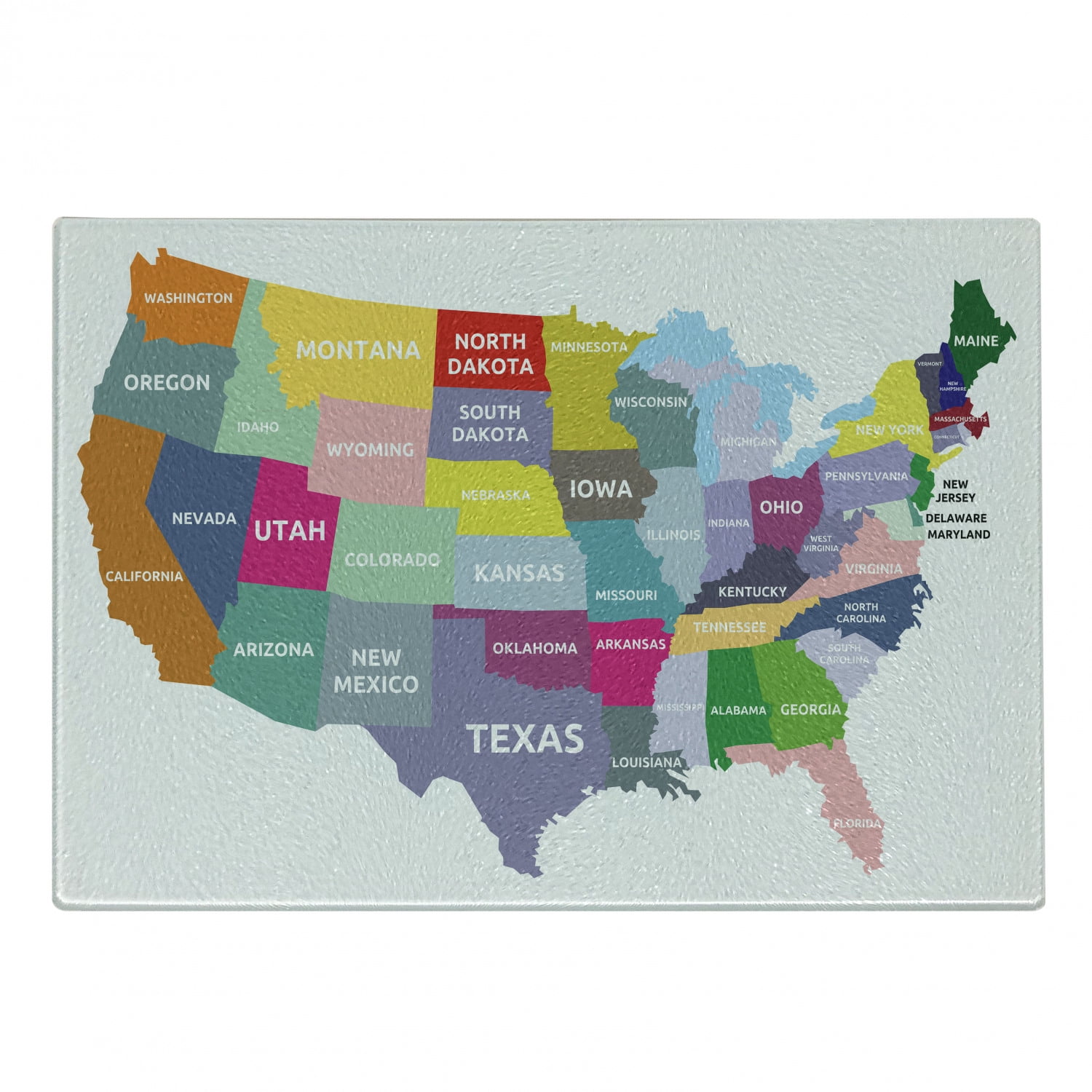 Map Cutting Board, USA Map with Name of States in Different Colors ...
