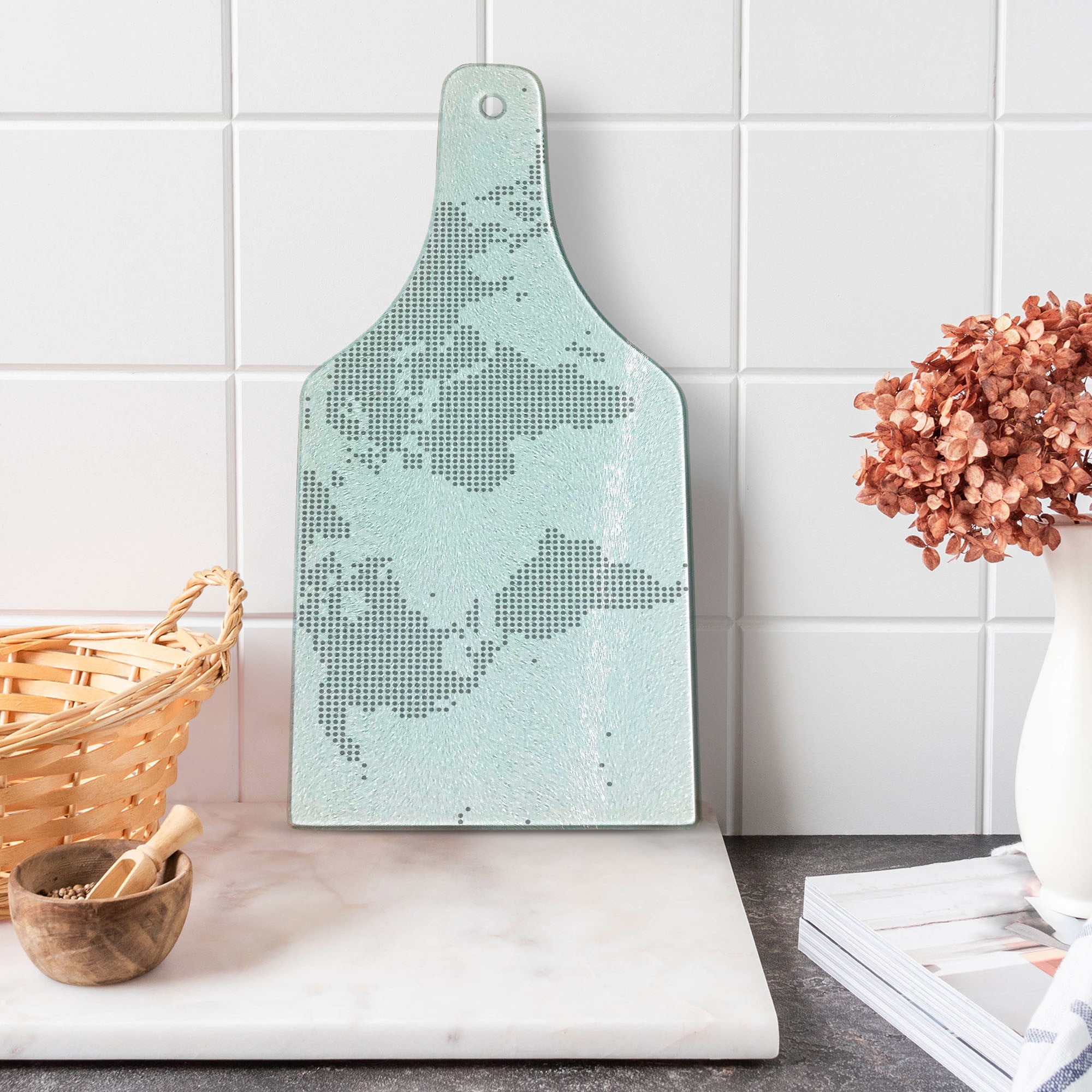 Map Cutting Board, World Map with Graphic Dots Pixelated Seem Spotted ...