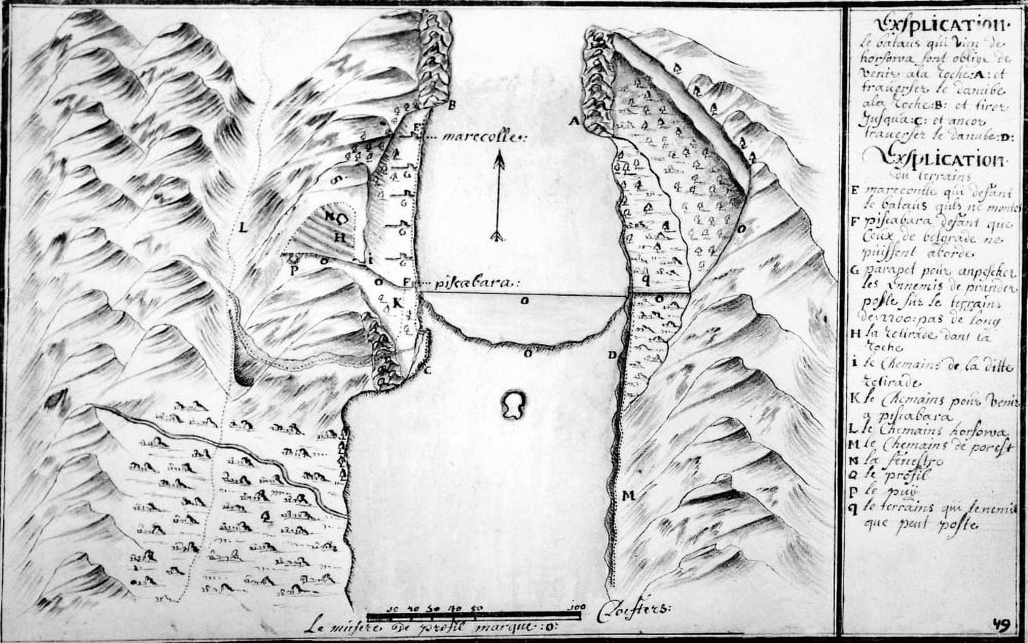 Map Danube. Nfrench Map 18Th Century With Instructions For Navigating ...